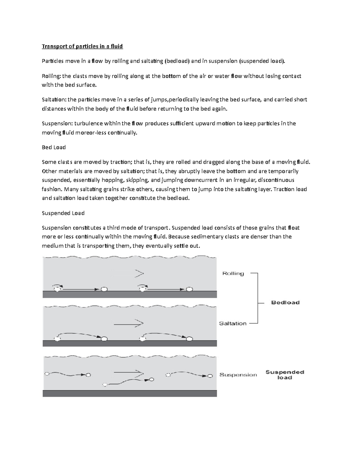 Transport of sedimentary - Transport of particles in a fluid Particles ...