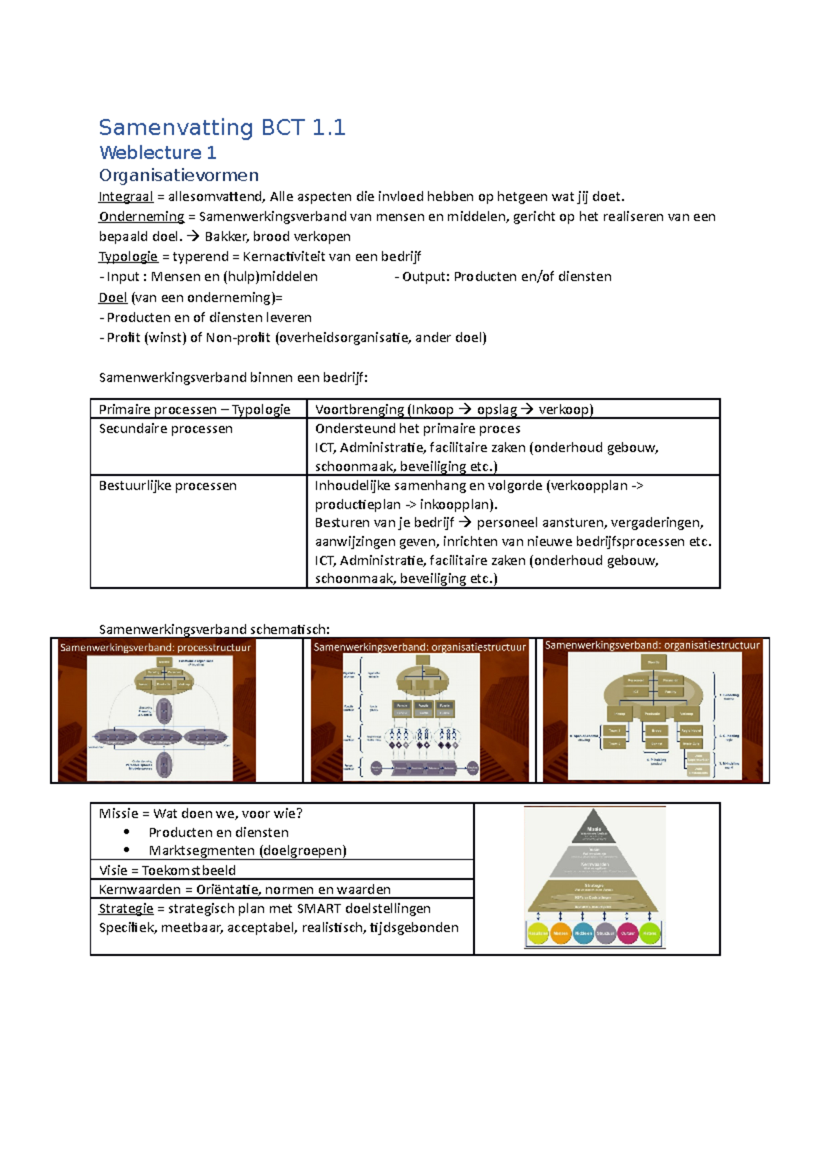 Samenvatting BCT 1 - BCT blok 1 de stof van alle weblectures - Samenvatting BCT 1. Weblecture 1 ...