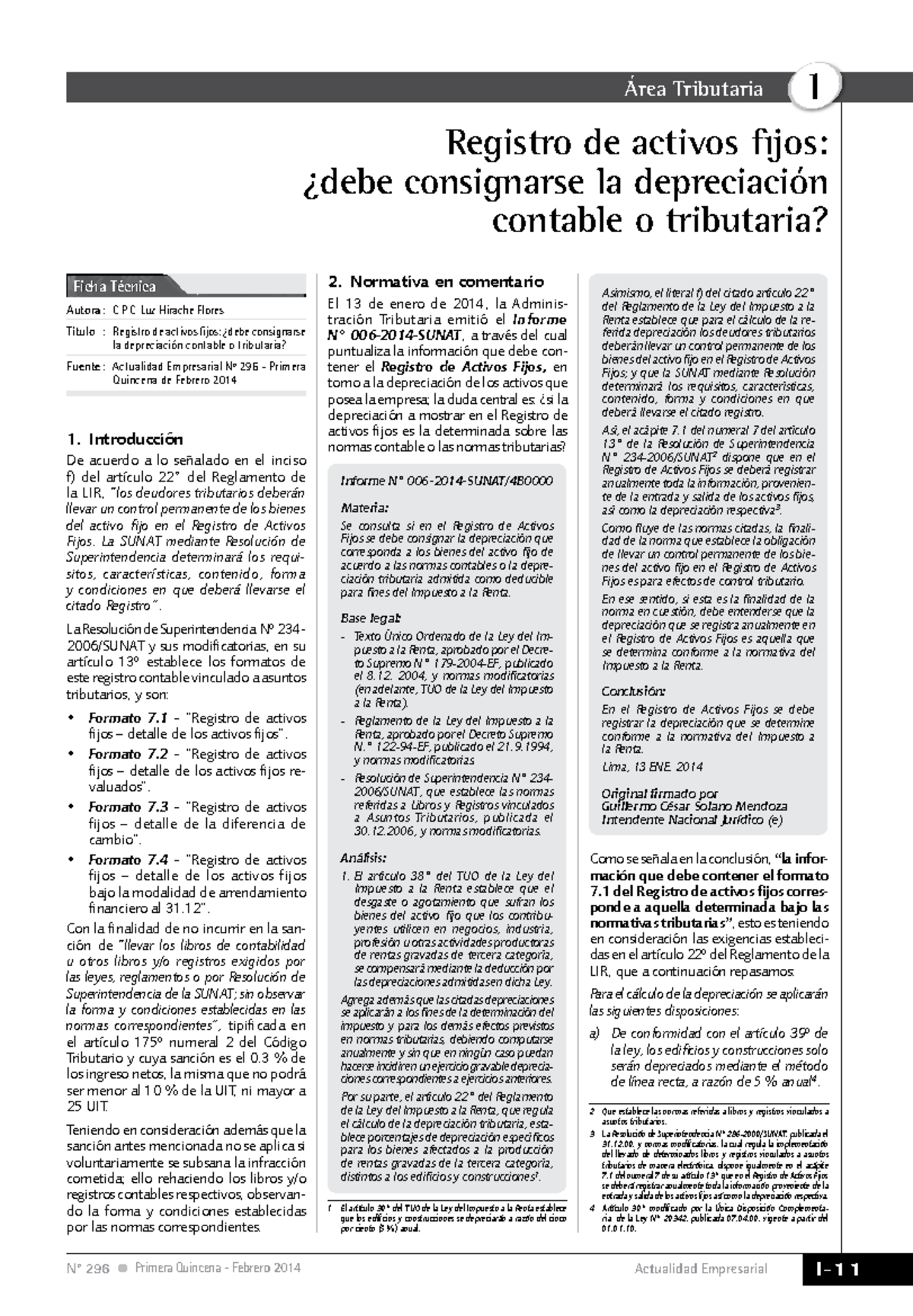 Libro DE Activos - Actualidad Empresarial Área Tributaria I N° 296 ...