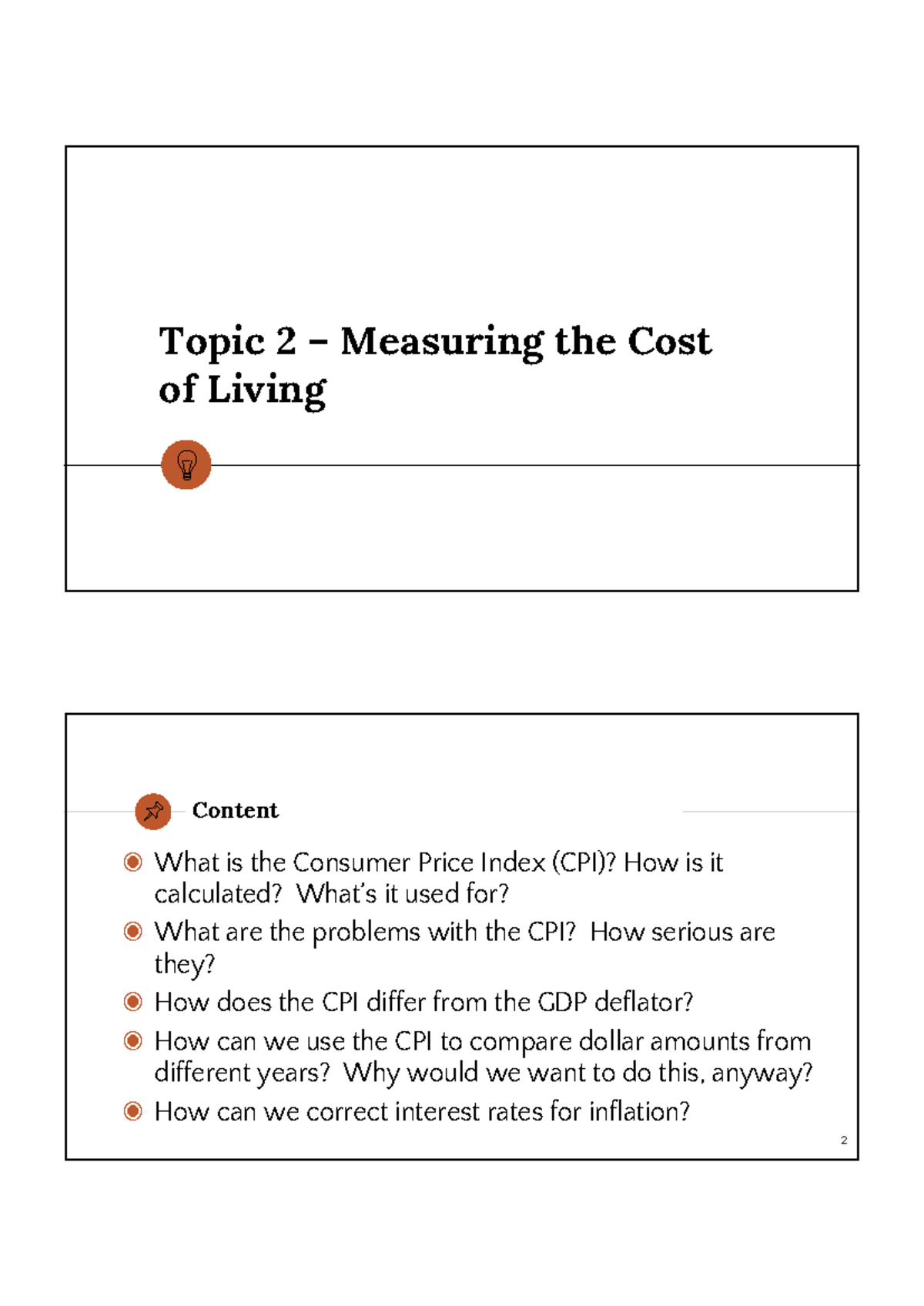 Answers - Topic 2 - Measuring Cost of Living - Topic 2 – Measuring the ...