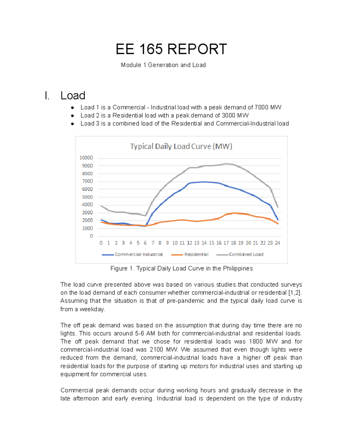 Generation Load Matching - EE 165 REPORT Module 1 Generation and Load I ...