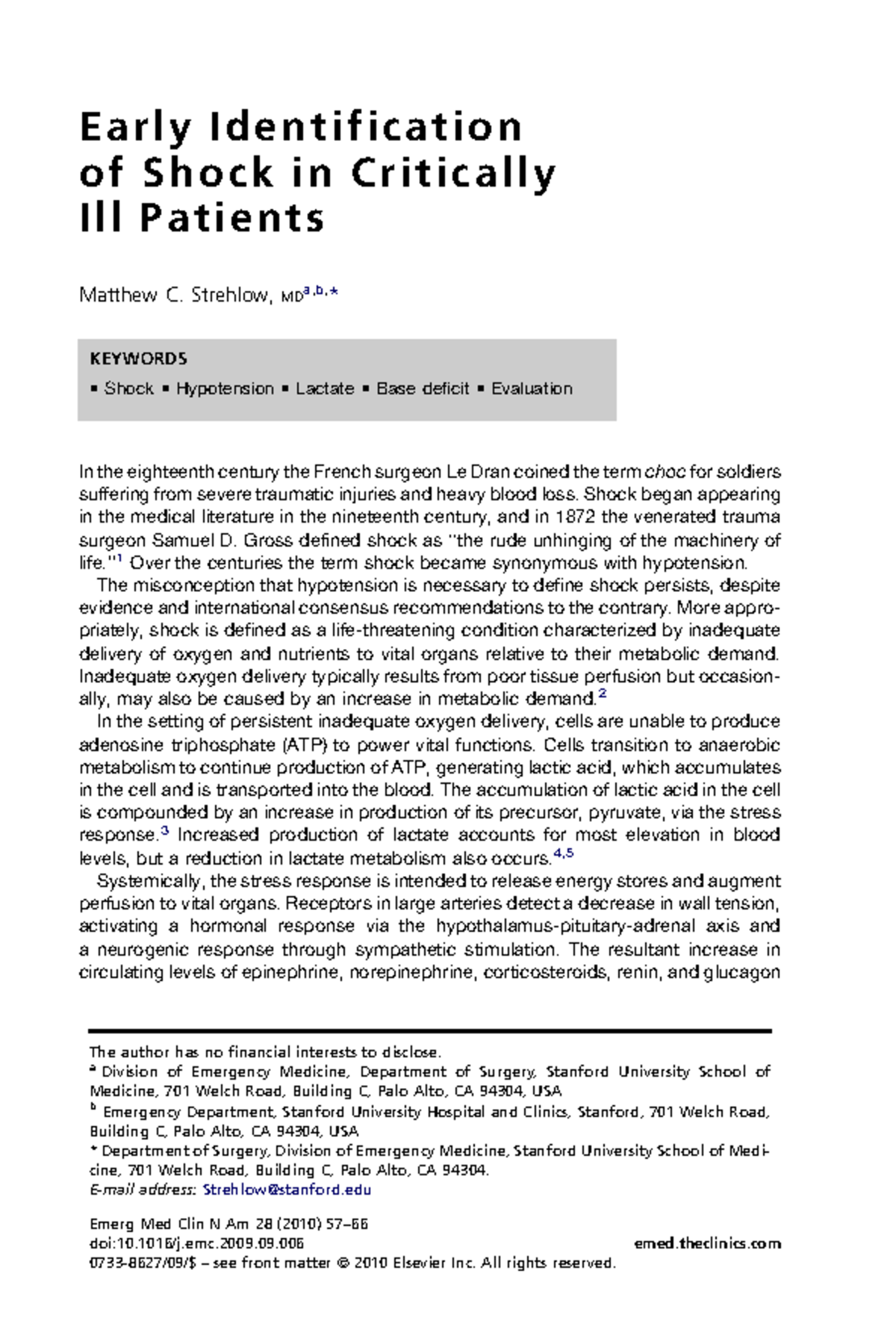 Early Identification of Shock in Critically Ill Patients - E a r l y I ...