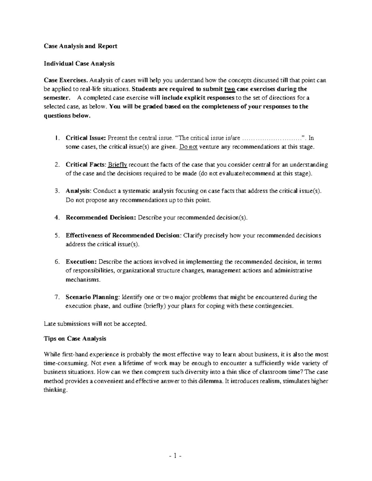 BPL5100 Syllabus - 1 - Case Analysis and Report Individual Case ...