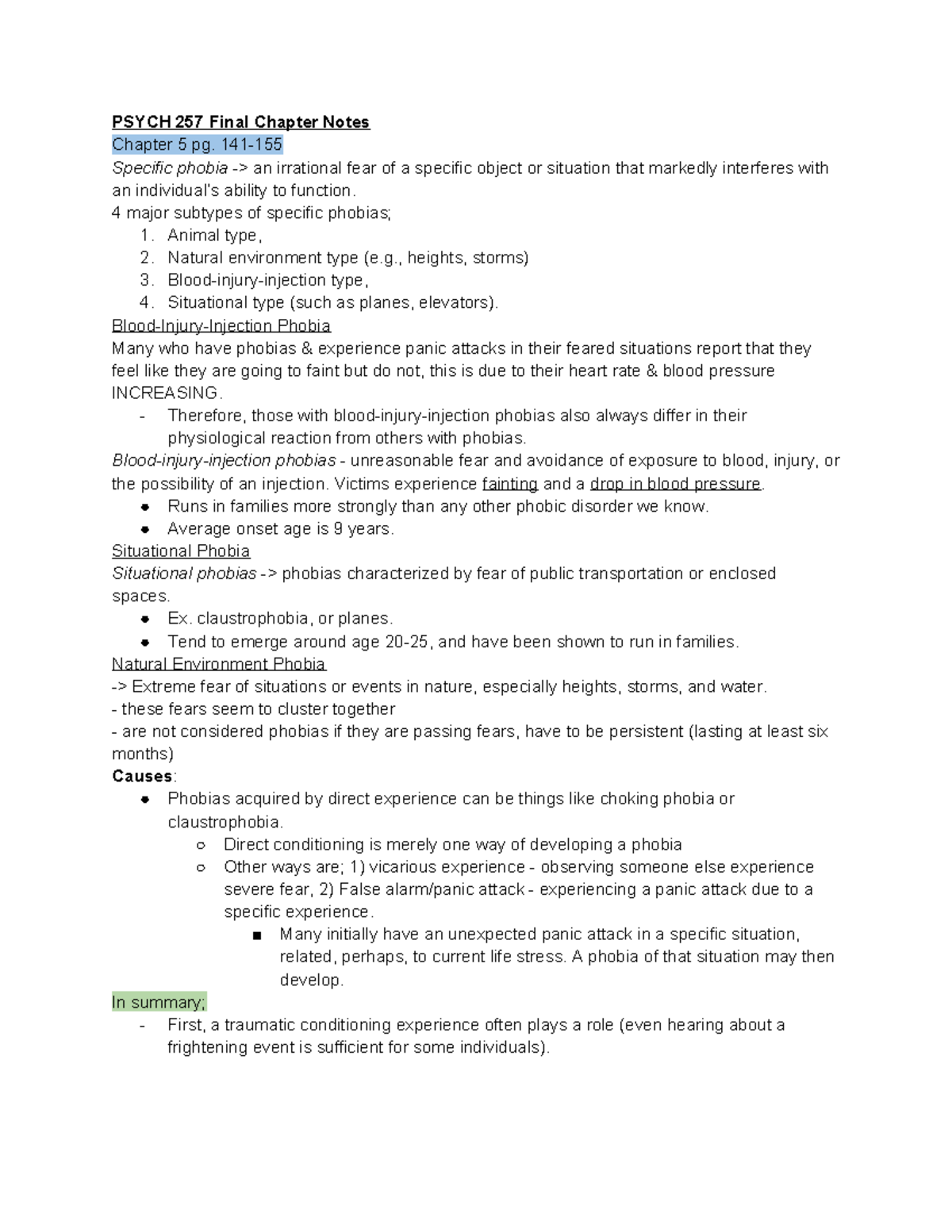 Psych 257 Chapter 5 Notes - PSYCH 257 Final Chapter Notes Chapter 5 pg ...