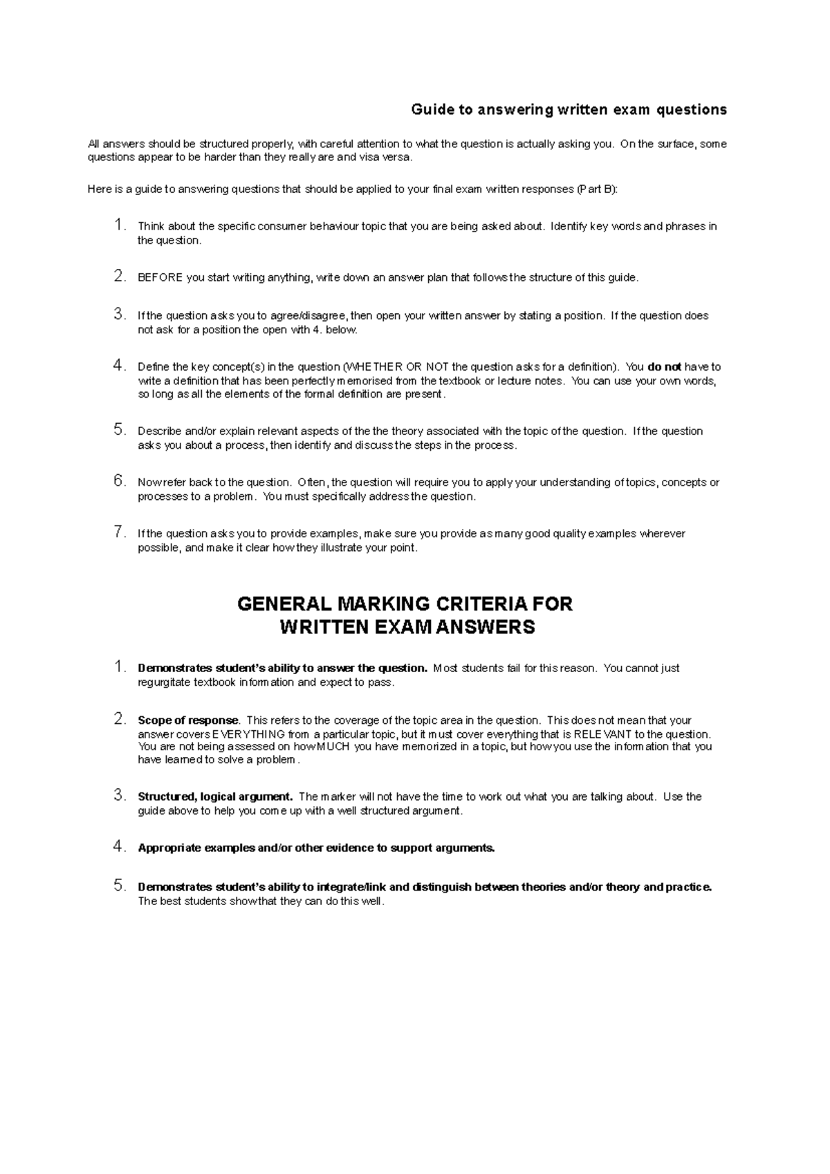 How to answer Exam Questions for CB - Guide to answering written exam ...