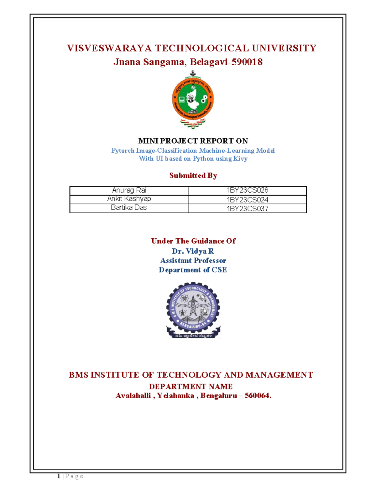 Python Project Report Visveswaraya Technological University Jnana