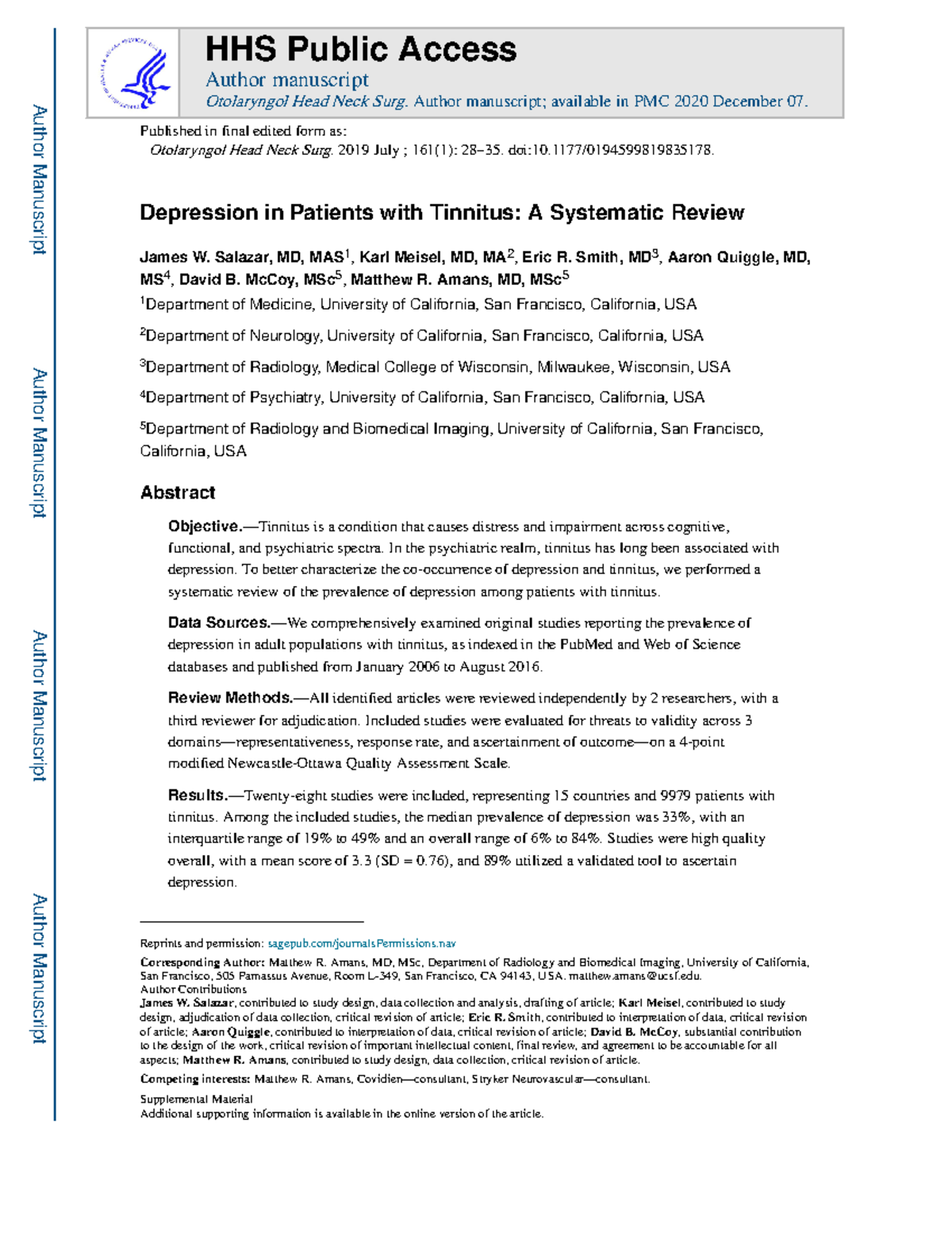 Tinnitis and Depression - Depression in Patients with Tinnitus: A ...