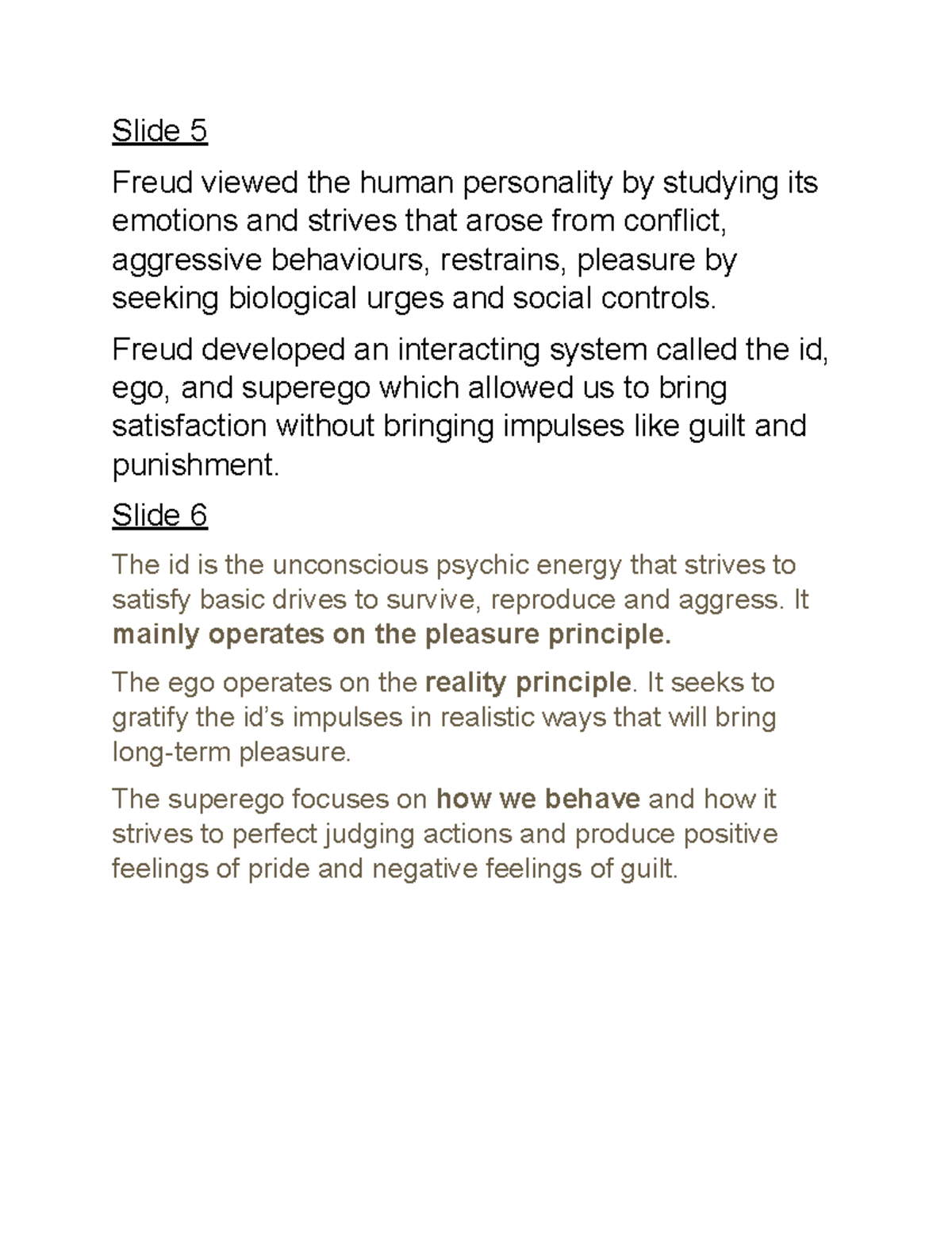 Psy presentation natal notes- stages of birth - Slide 5 Freud viewed ...