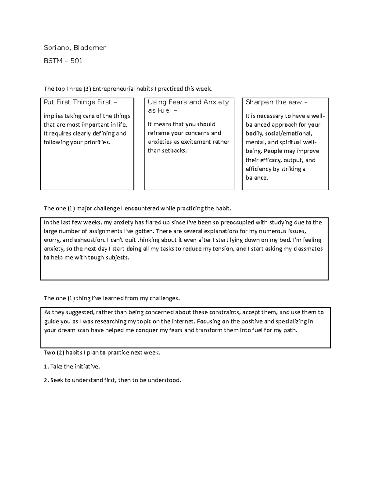 Entrep 10 Journal - aahahahahahahahahahahahaha - Soriano, Blademer BSTM ...