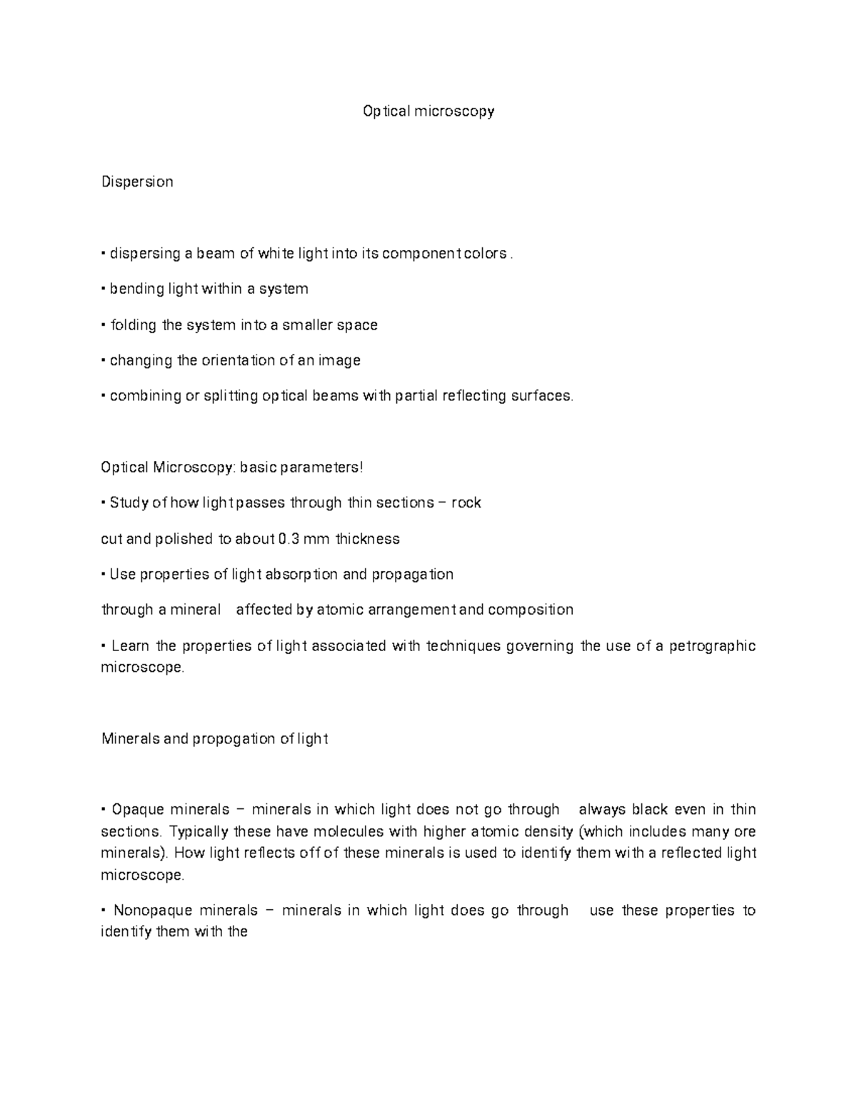 Optical microscope - Lecture notes 6 - Opt i cal mi cr oscopy Di sper ...