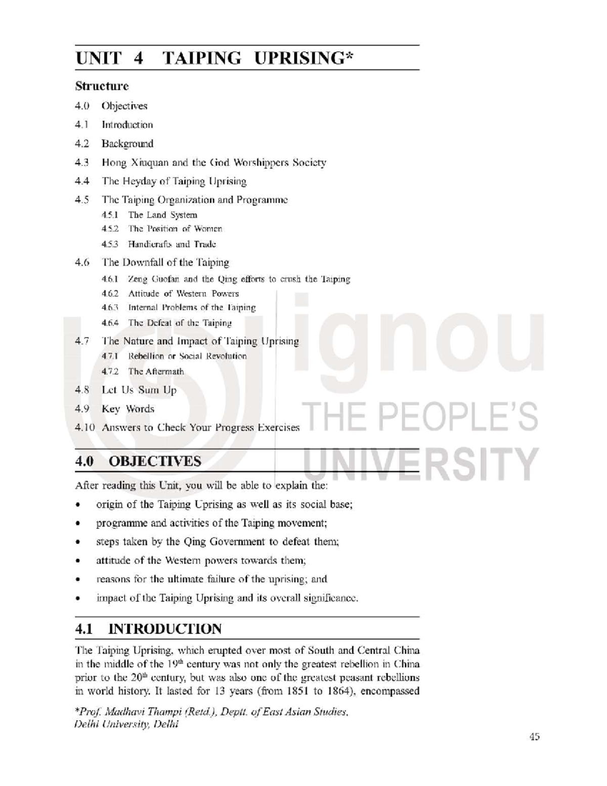 Unit-4 - unit 4 - UNIT 4 TAIPING Structure 4 Objectives 4 Introduction ...