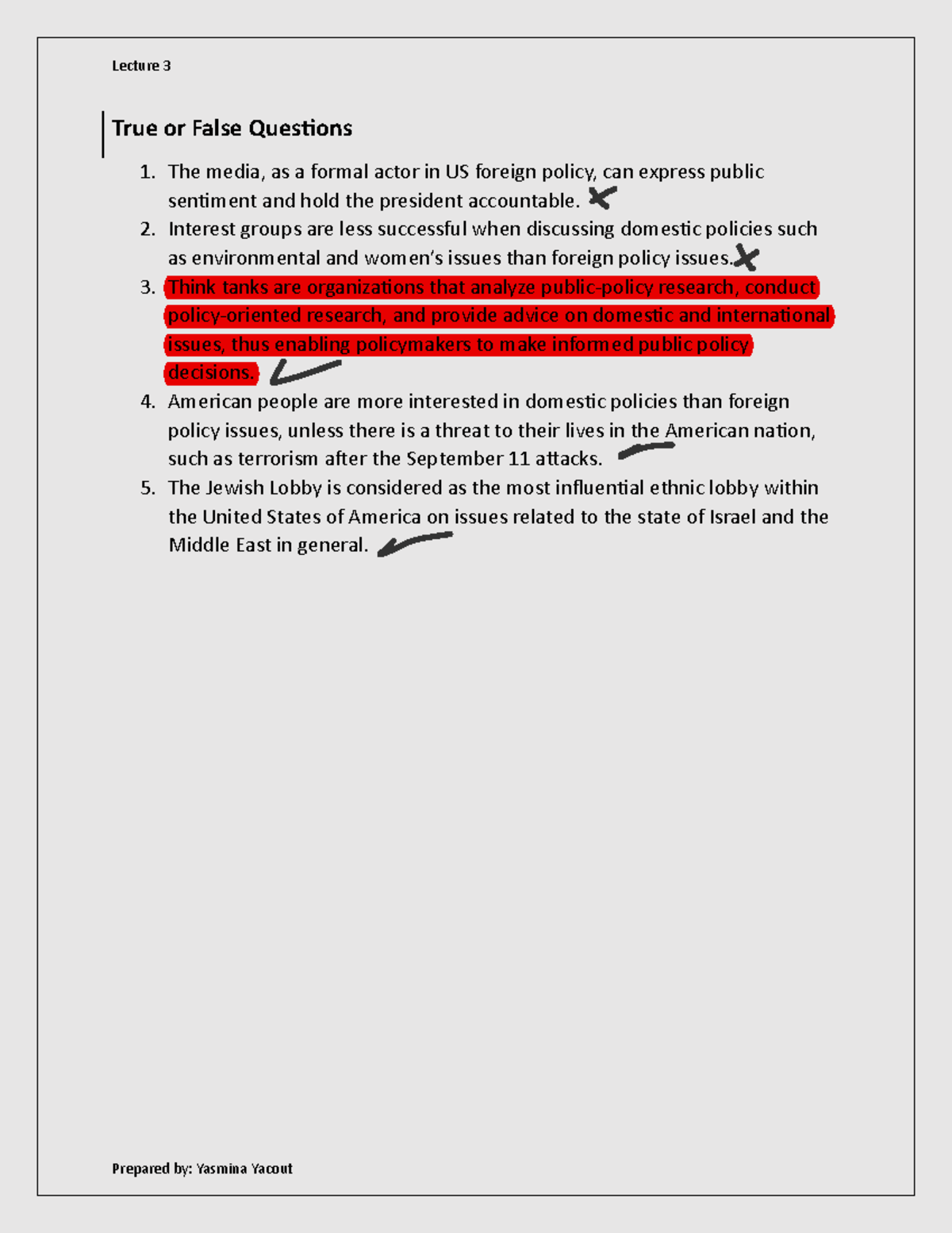 Section 2 Questions -1 - Good - Lecture 3 Prepared by: Yasmina Yacout ...