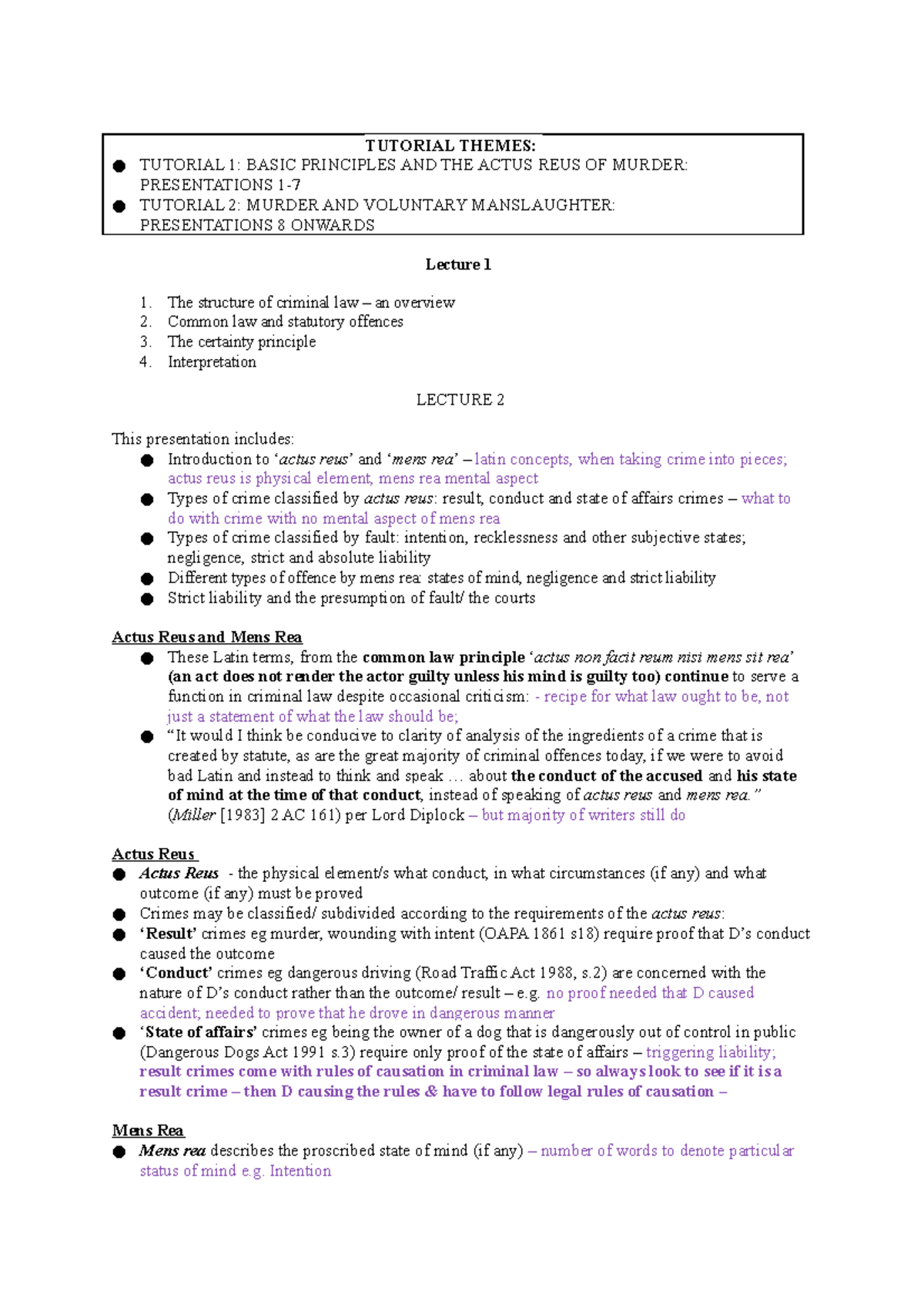 Criminal Law A Lecture Notes (Presentation 5-12) - TUTORIAL THEMES ...