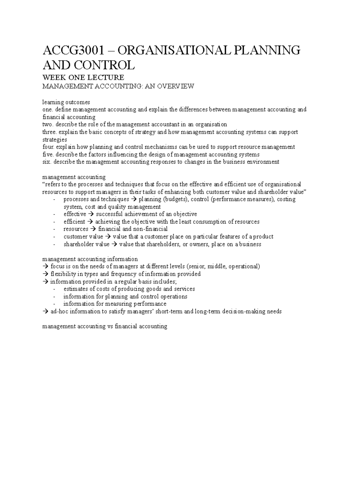Accg3001 lecture notes - ACCG301 - MQ - Studocu