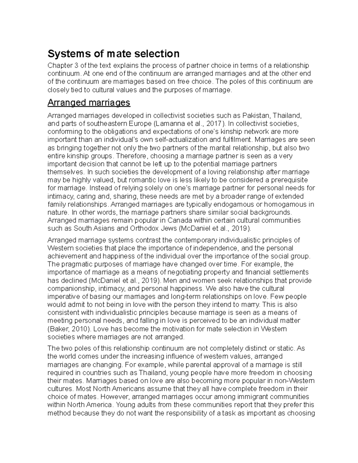 Chapter 3 - Systems of mate selection. how we find mates - Systems of ...