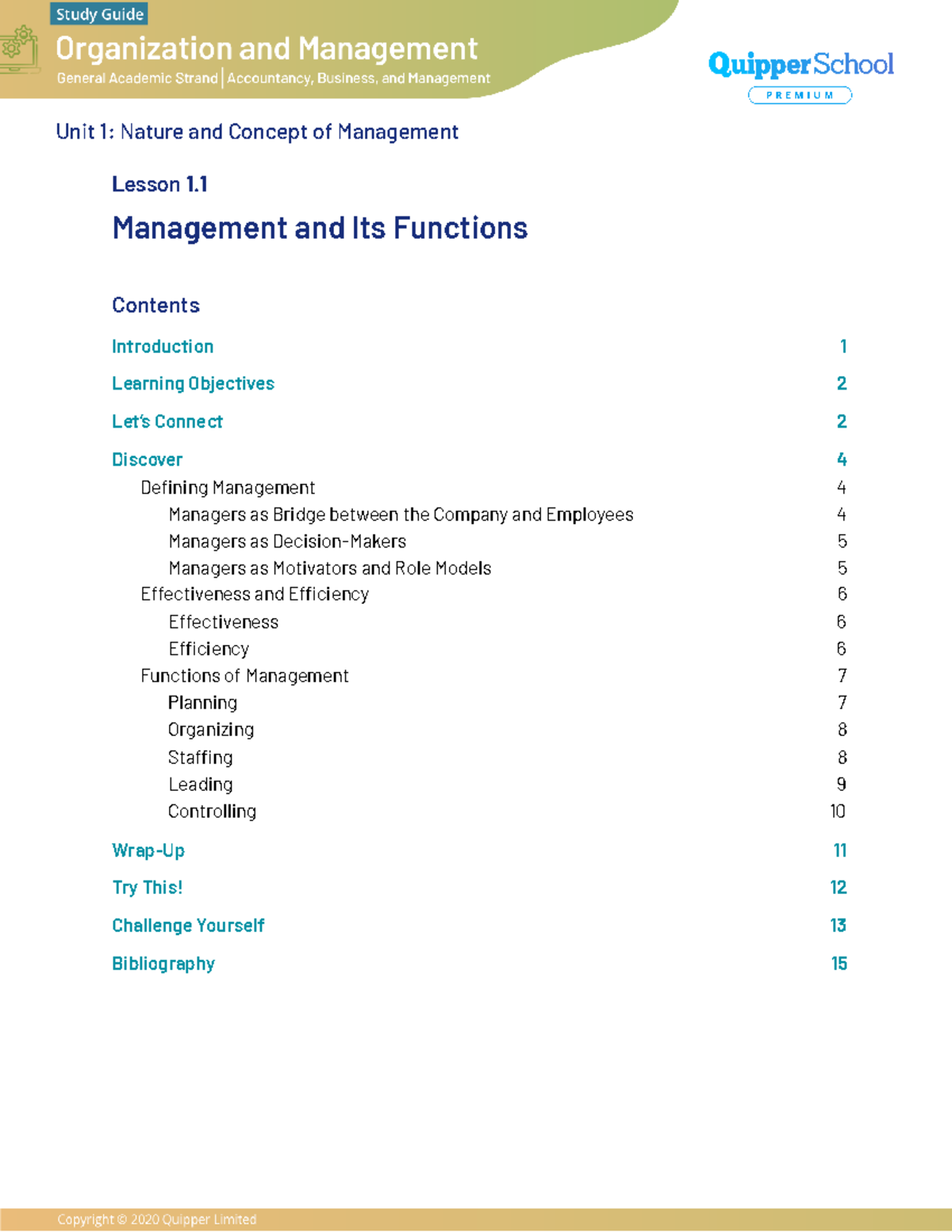Lesson 2(Management and Its Functions - Management and Its Functions Lesson 1. Introduction ...
