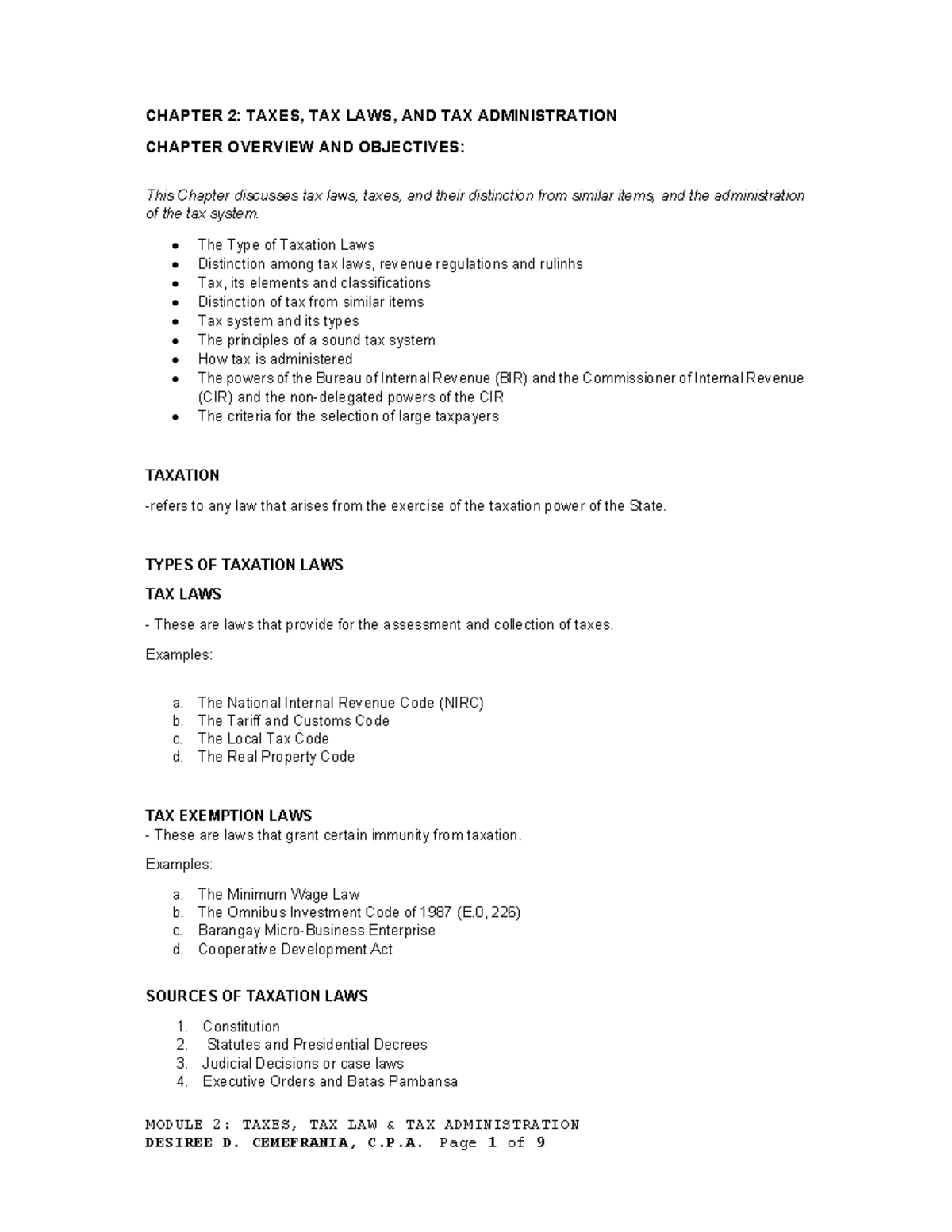 Module-2 - writing - MODULE 2: TAXES, TAX LAW & TAX ADMINISTRATION ...