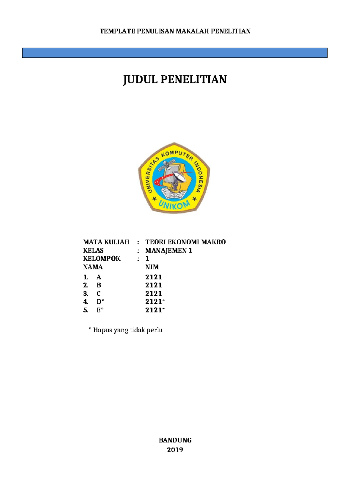 Template Penulisan Makalah Ilmiah - TEMPLATE PENULISAN MAKALAH ...
