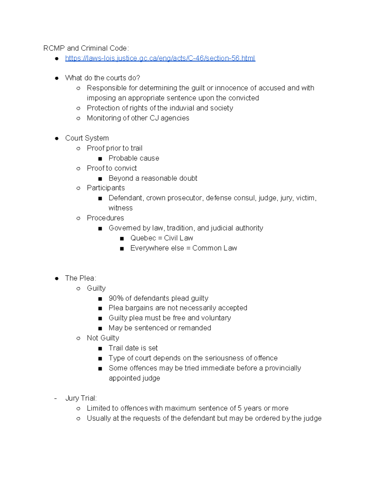 CRM 1300 Notes 18 - RCMP and Criminal Code: laws-lois.justice.gc/eng ...