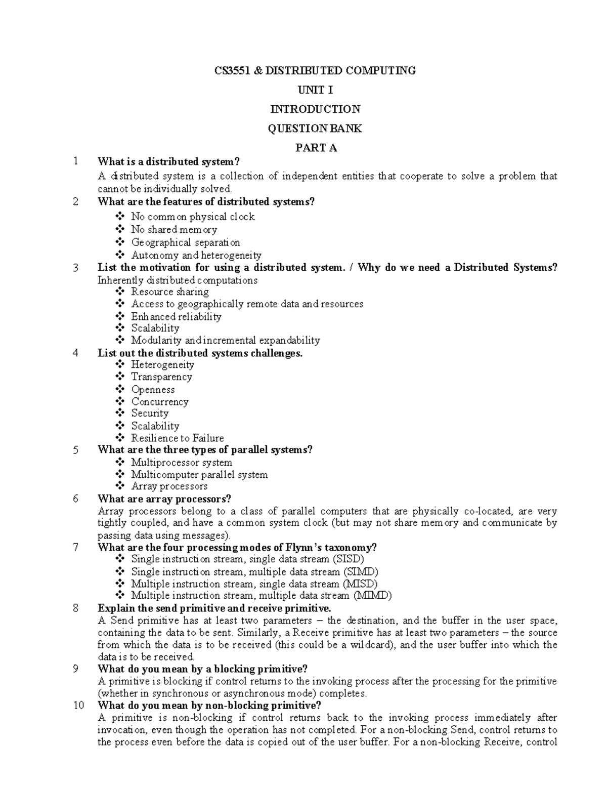 DS UNIT I QB - Deep learning - CS3551 & DISTRIBUTED COMPUTING UNIT I INTRODUCTION QUESTION BANK ...
