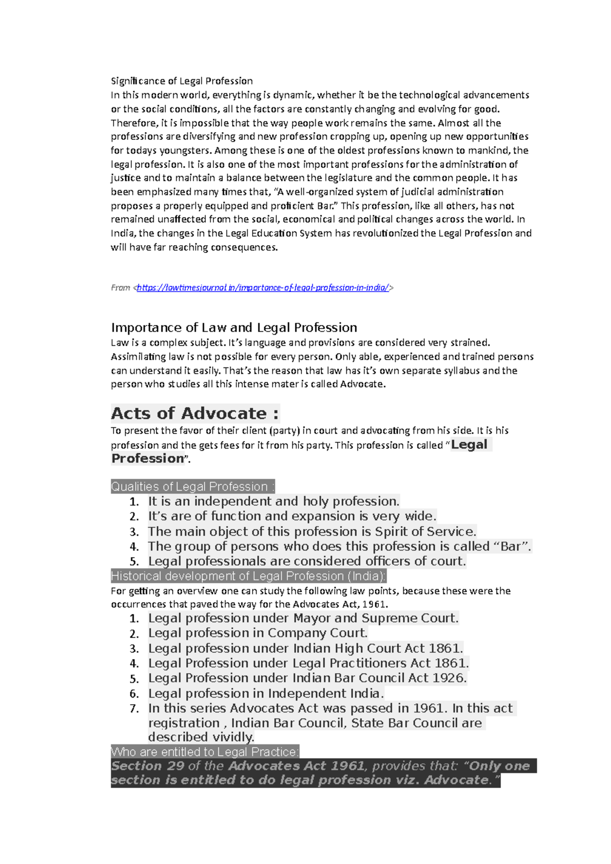 4.PEPA2.I.3 Significance of Legal Profession - Significance of Legal ...