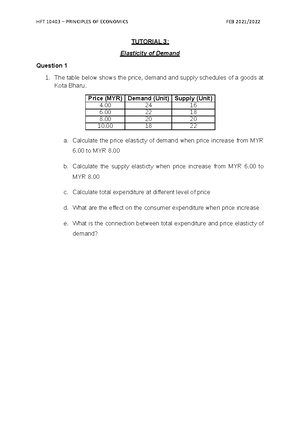 Tutorial 1 - latihan kelas - Tutorial 1 Introduction to Economics ...