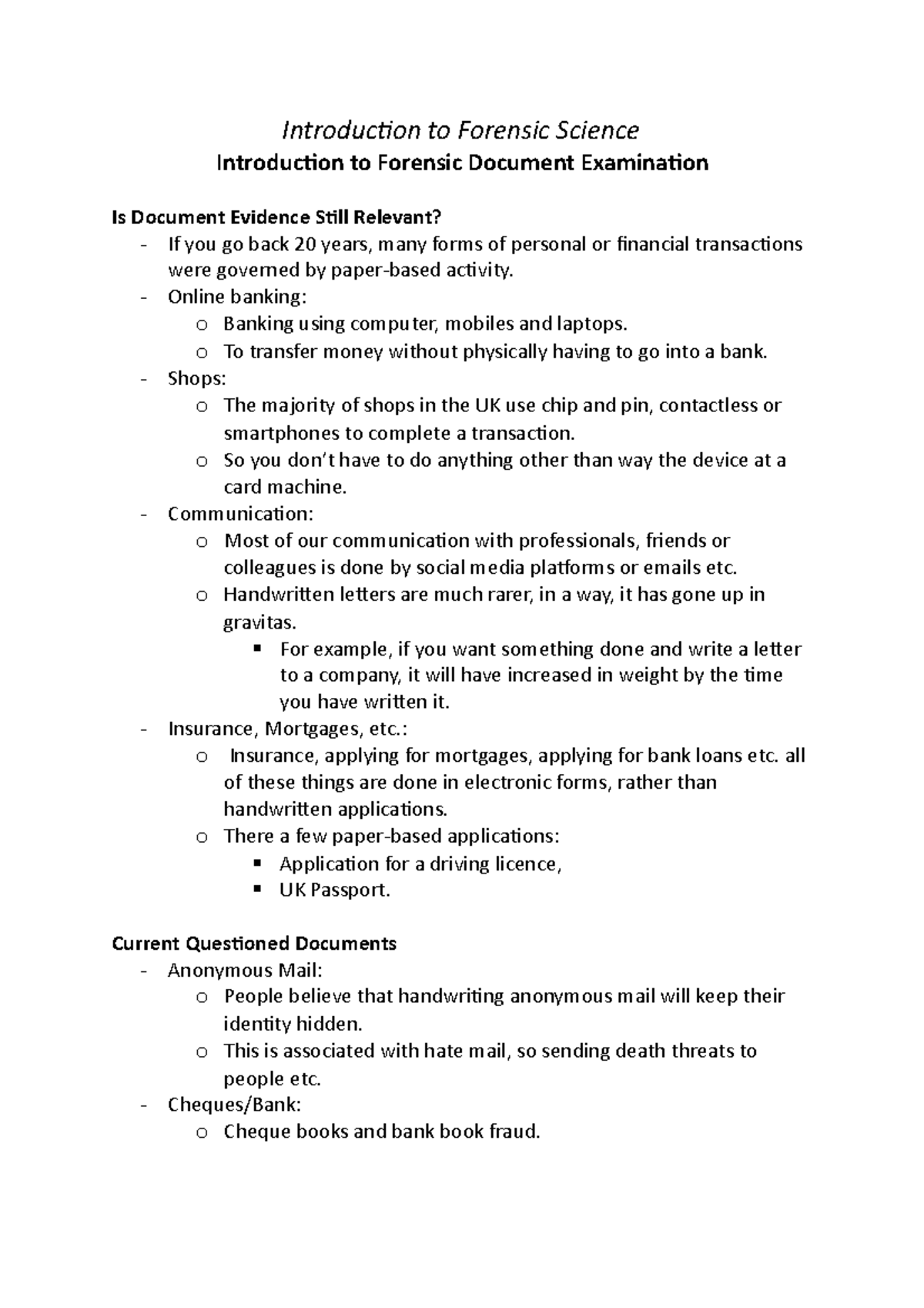 Introduction to Forensic Document Analysis - Introduction to Forensic ...