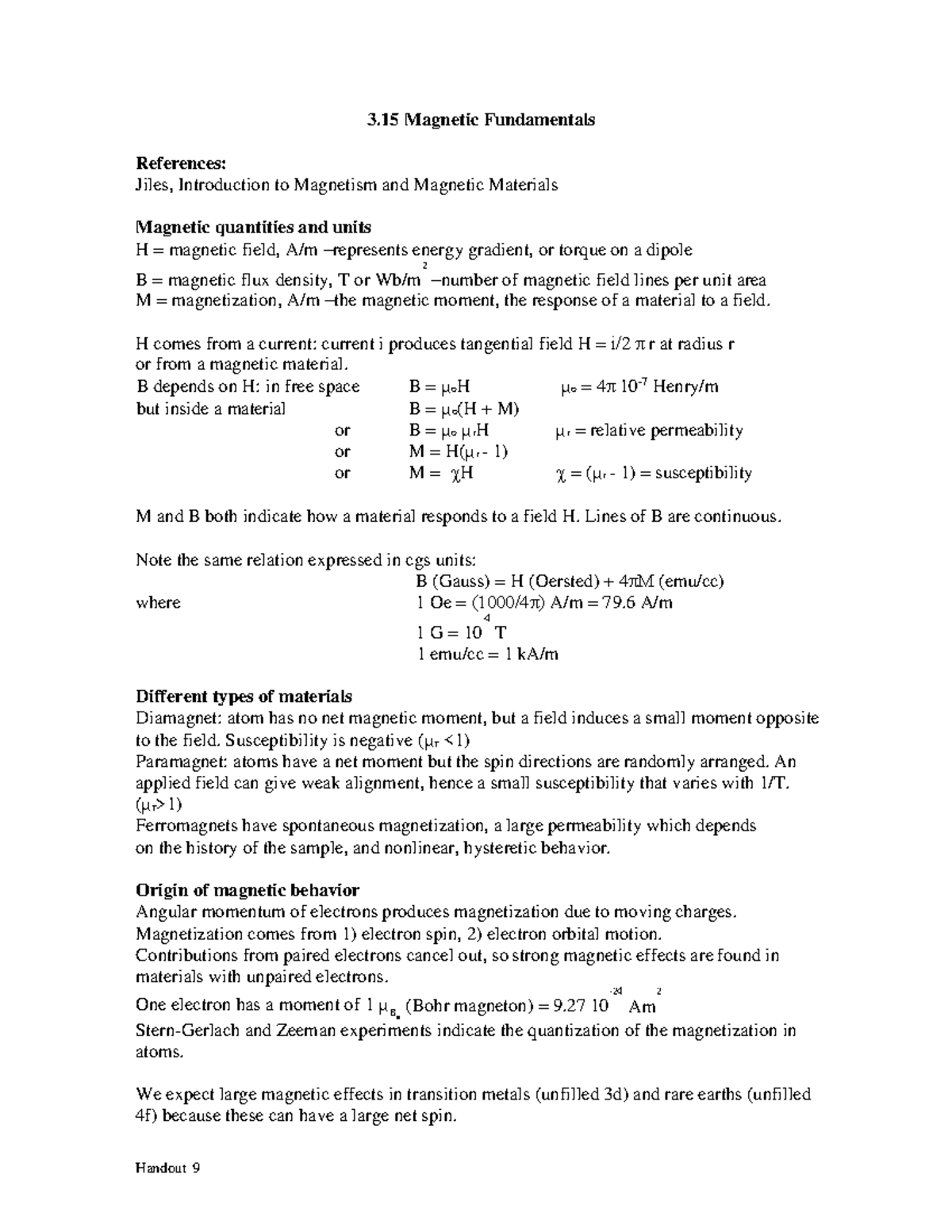Magnetic Fundamentals - Studocu