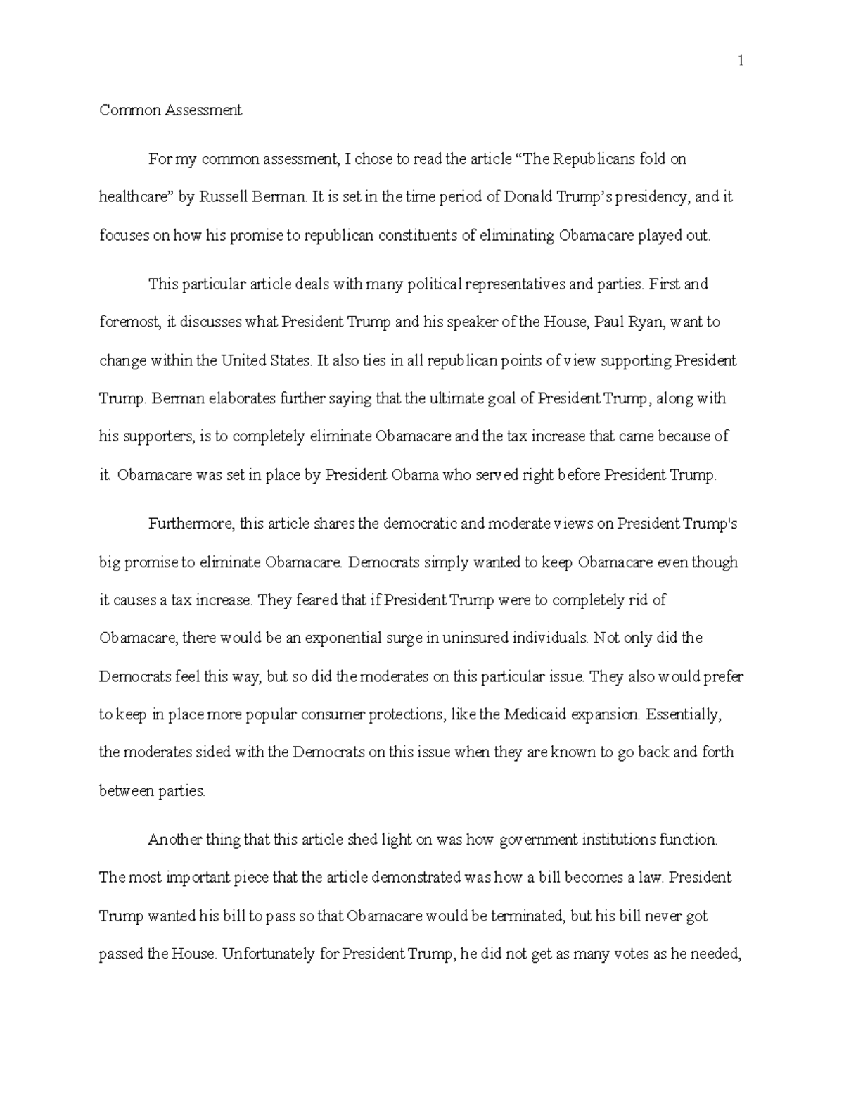 Common Assessment - Common Assessment For my common assessment, I chose ...