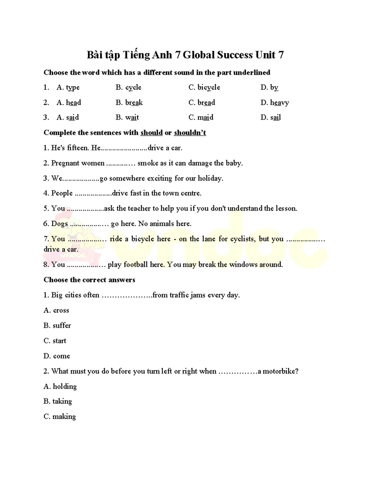 Bai tap tieng anh 7 globalẻ success unit 7 - Bài tập Tiếng Anh 7 Global Success Unit 7 Choose ...