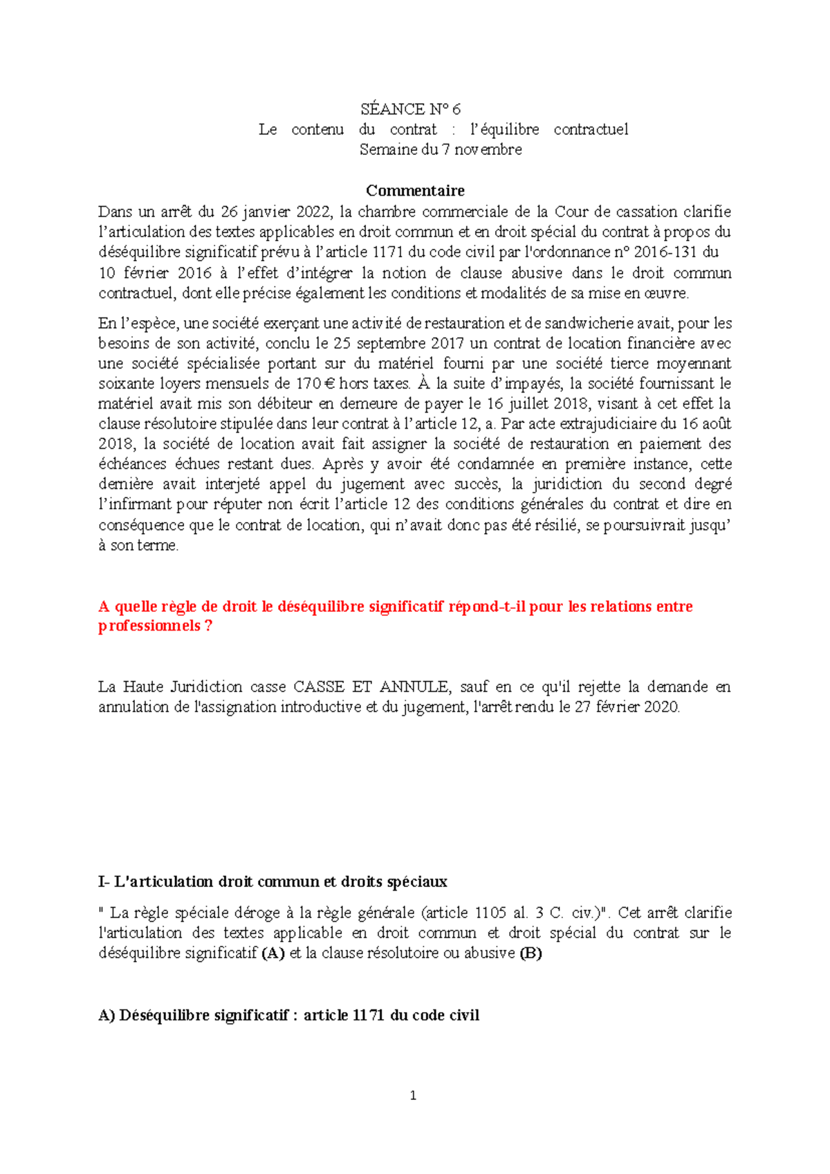 TD6-2022-Le contenu du contrat II - SÉANCE N° 6 Le contenu du contrat ...