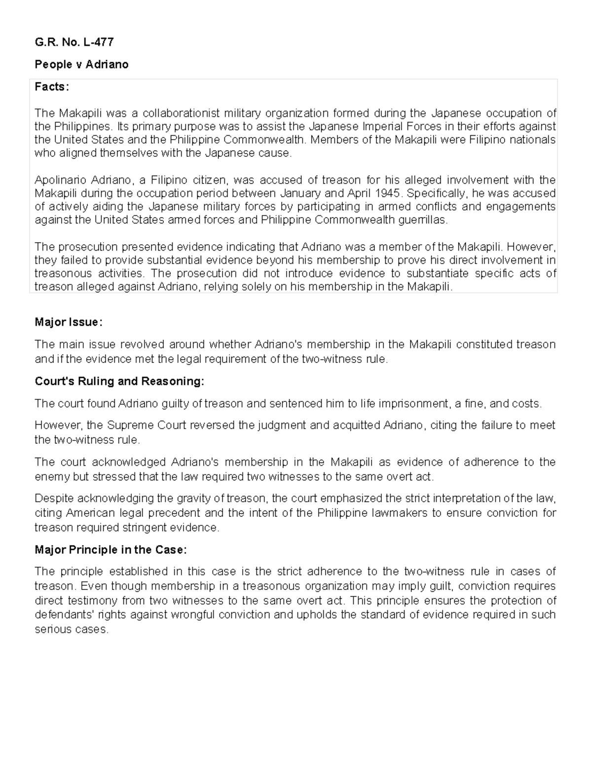 Case-1-People-v-Adriano G.R. No. L-477 - G. No. L- People v Adriano ...
