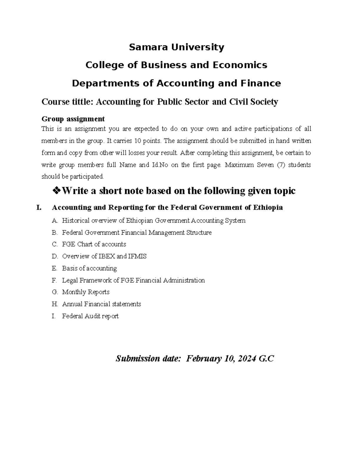 Accounting for public sector and civic society - Samara University College of Business and ...