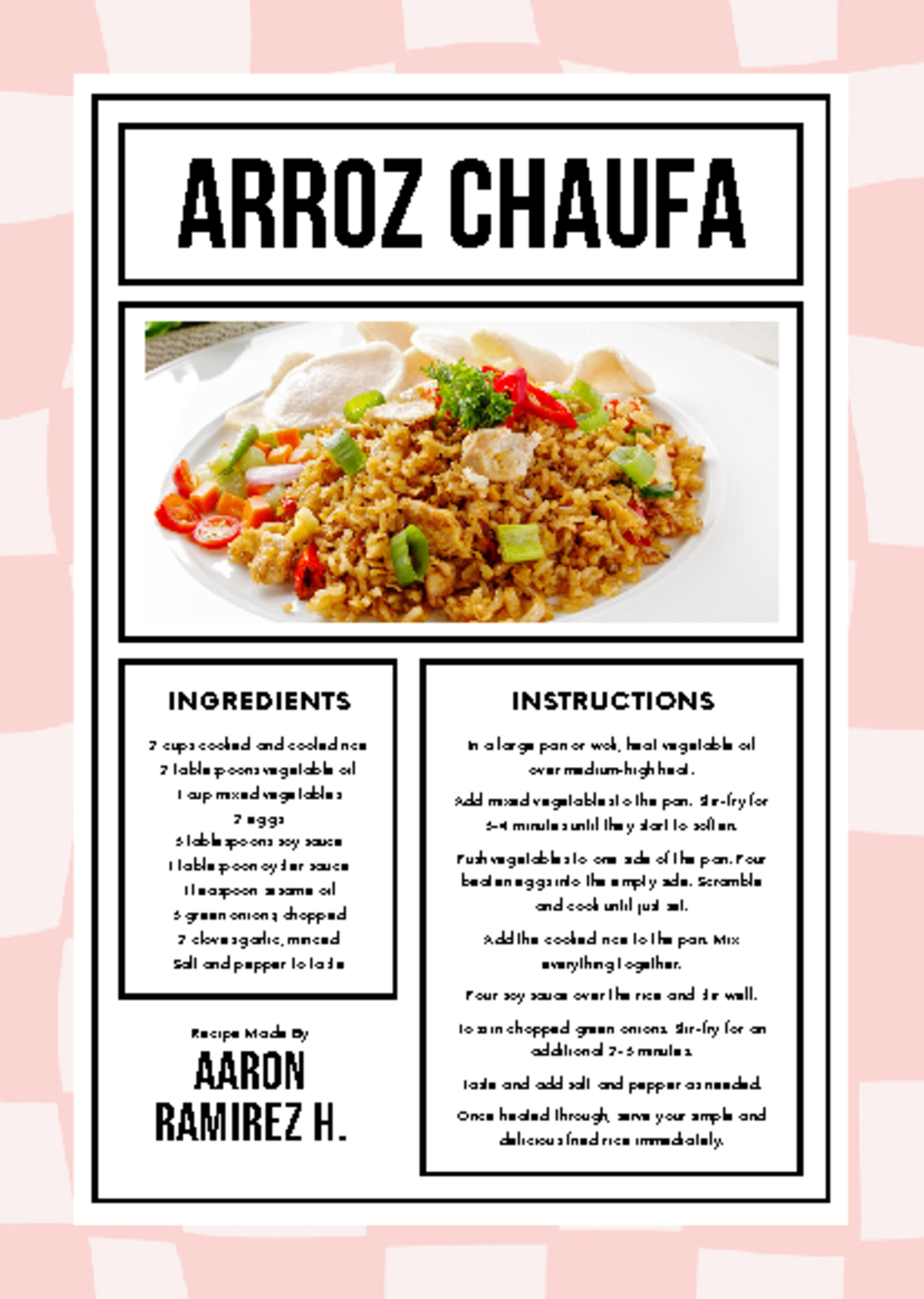 Receta Arroz Chaufa - ARROZ CHAUFA INGREDIENTS 2 cups cooked and cooled ...
