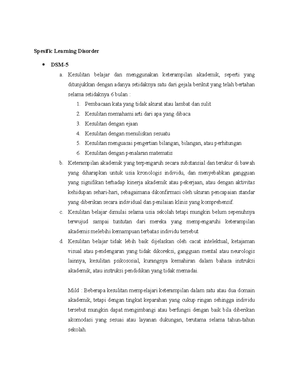 Spesific Learning Disorder - Kesulitan belajar dan menggunakan ...