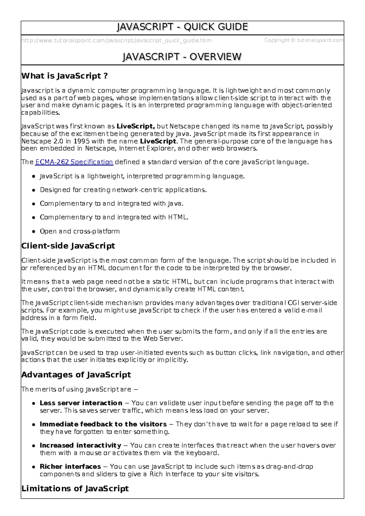 Javascript Module Tutorialspointjavascriptjavascriptquickguide 7268