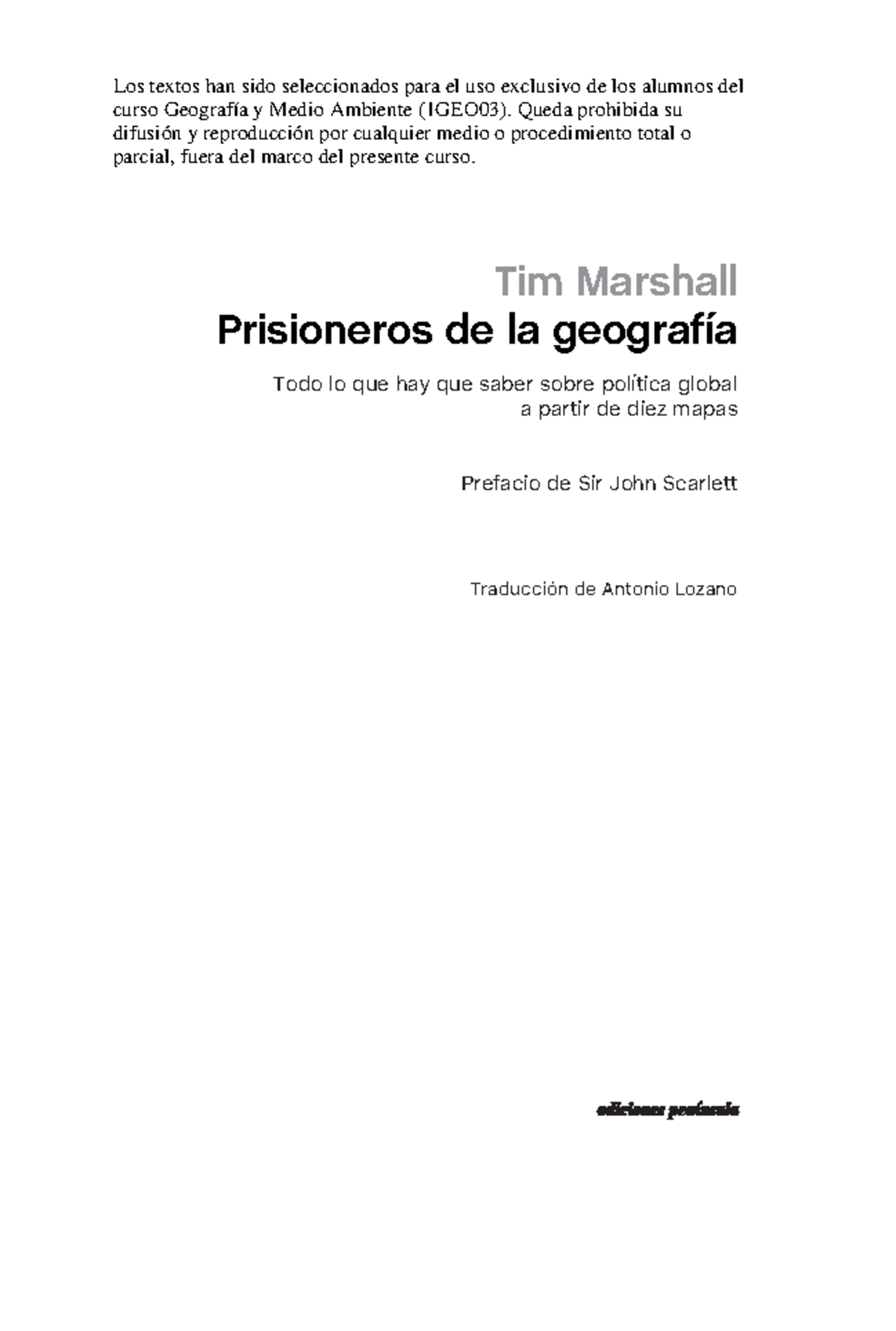 Prisioneros de la Geografía - Rusia - Tim Marshall Prisioneros de la geografía Todo lo que hay ...