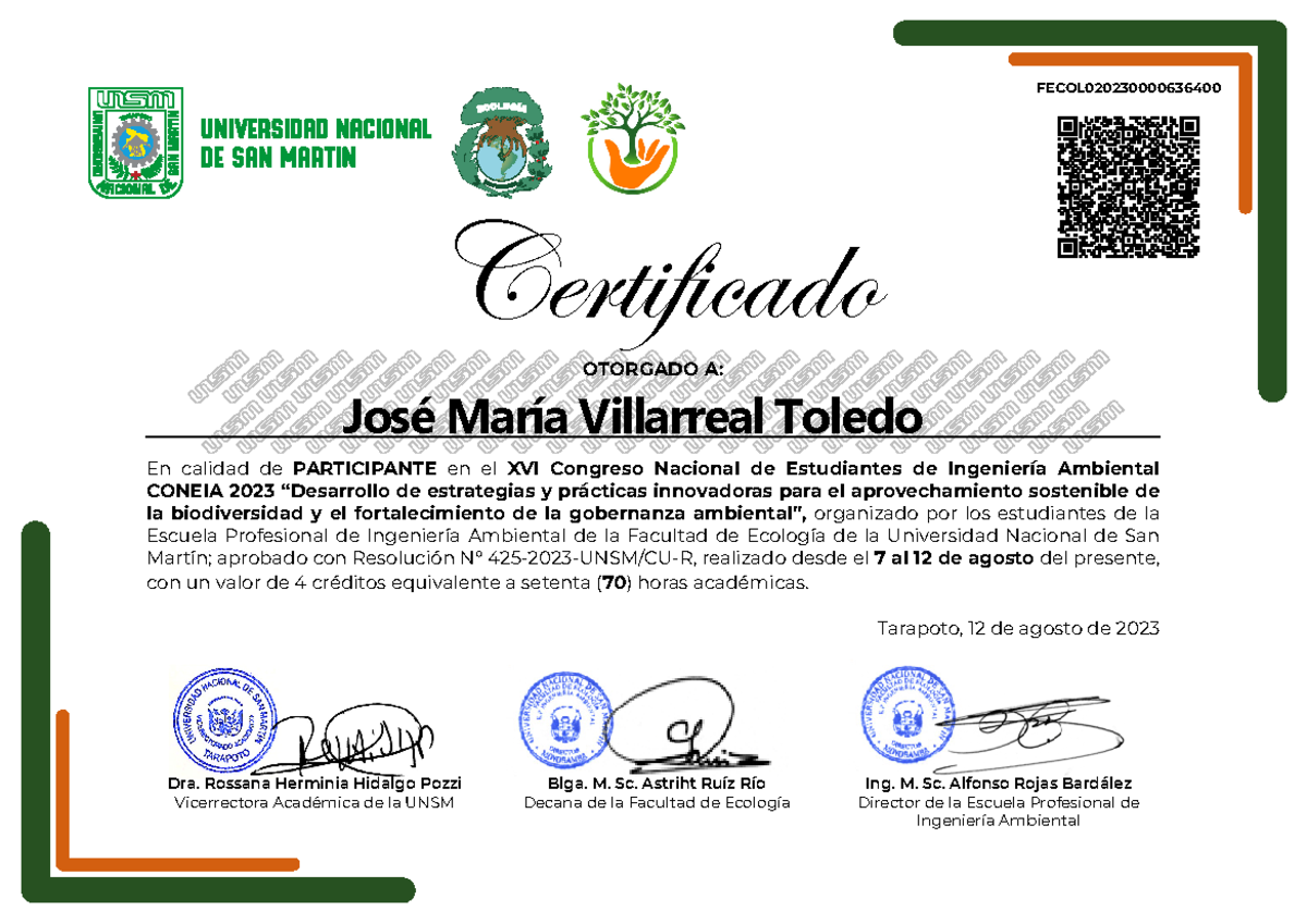 Certificados DE Participacion EXP Fecol 020230000636-400 - Certificado ...