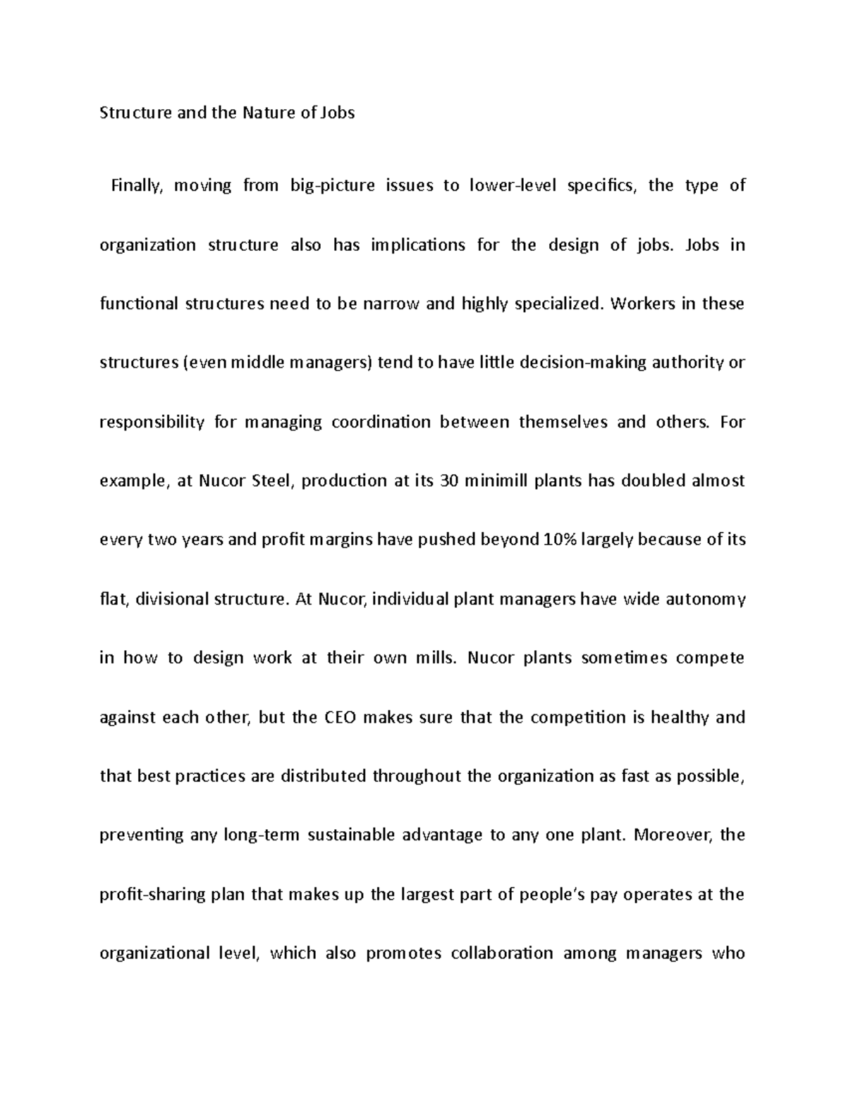HRM 20- Structure and the Nature of Jobs - Structure and the Nature of ...