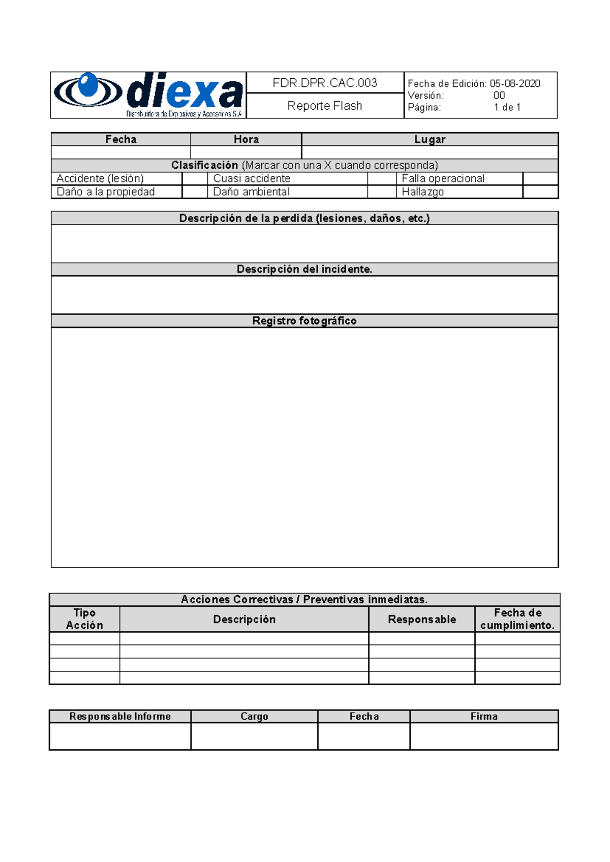 FDR.DPR.CAC.003 Reporte Flash..pdf gestion de la prevencion de riesgos - FDR.DPR.CAC Fecha de ...