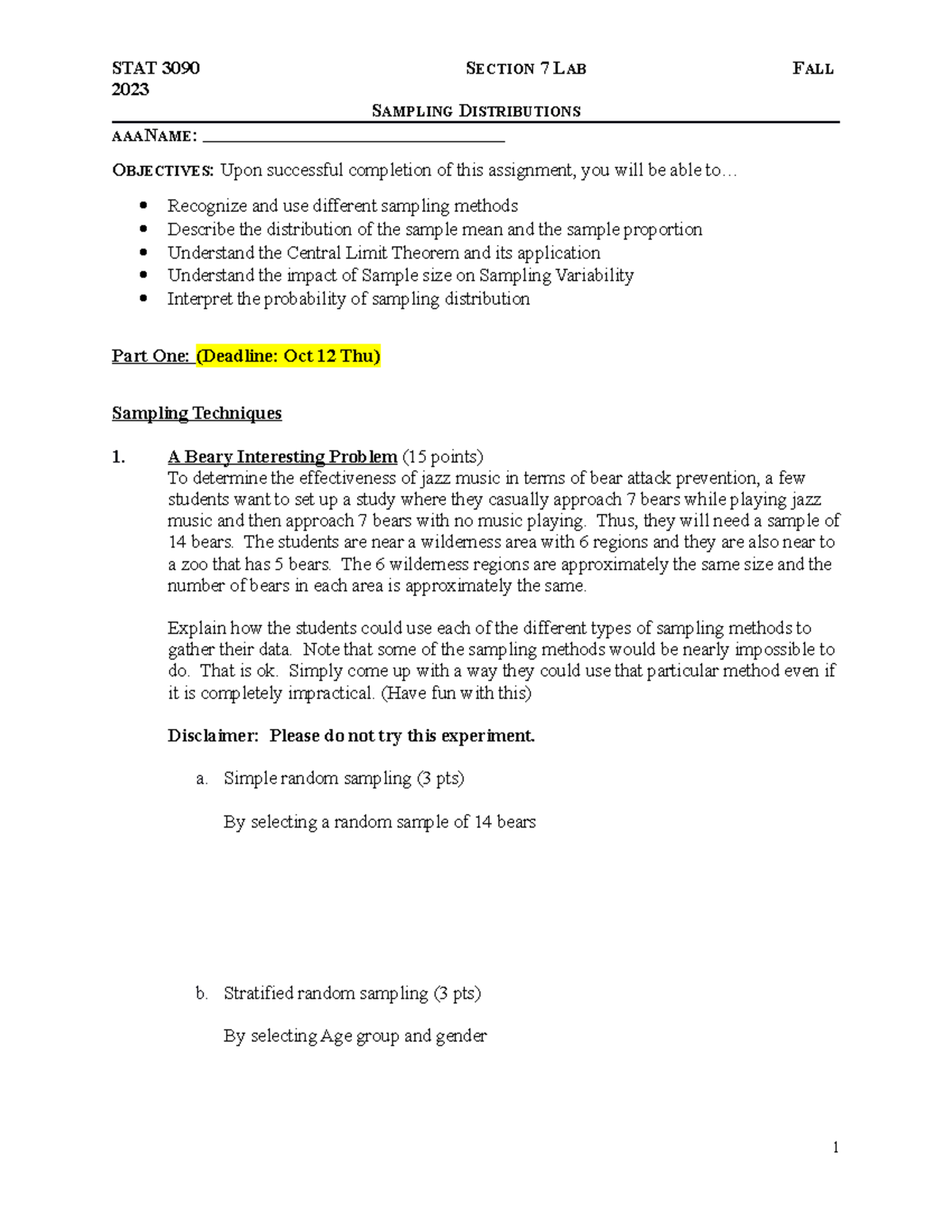 Section 7 Lab Activity - two parts for lab 7 - 2023 SAMPLING ...