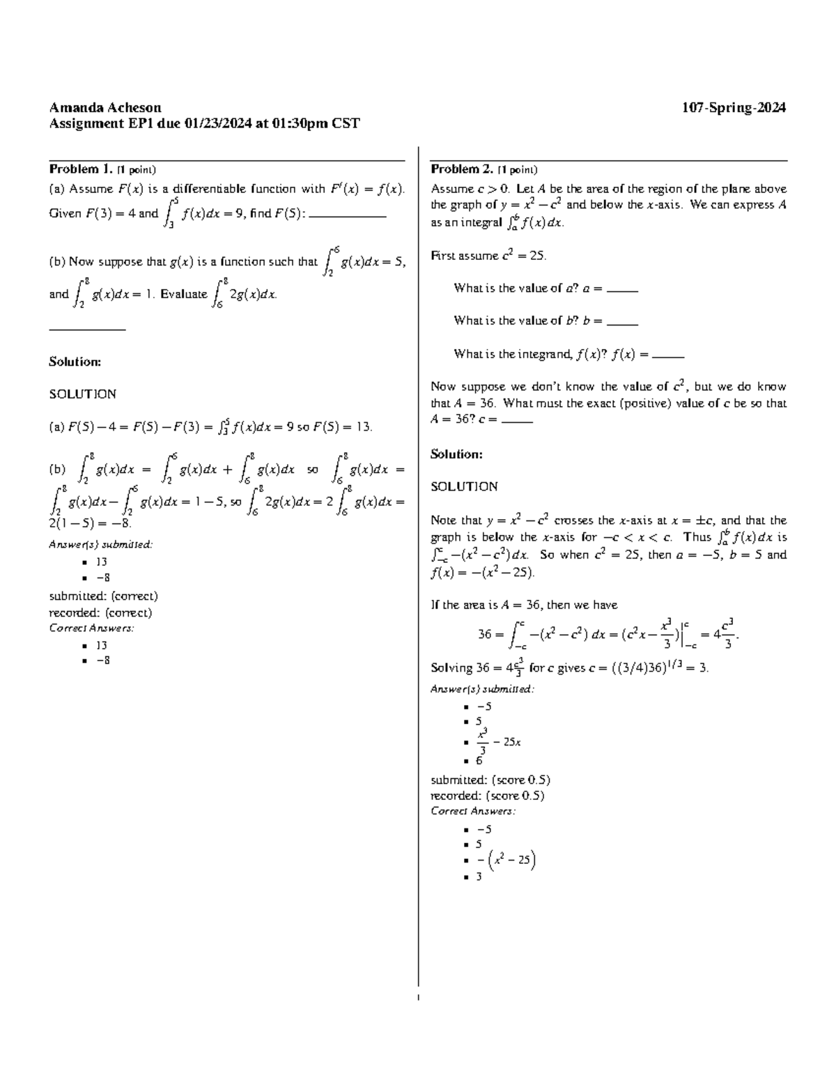 107-Spring-2024 - this is used for homework - Amanda Acheson 107-Spring- Assignment EP1 due ...