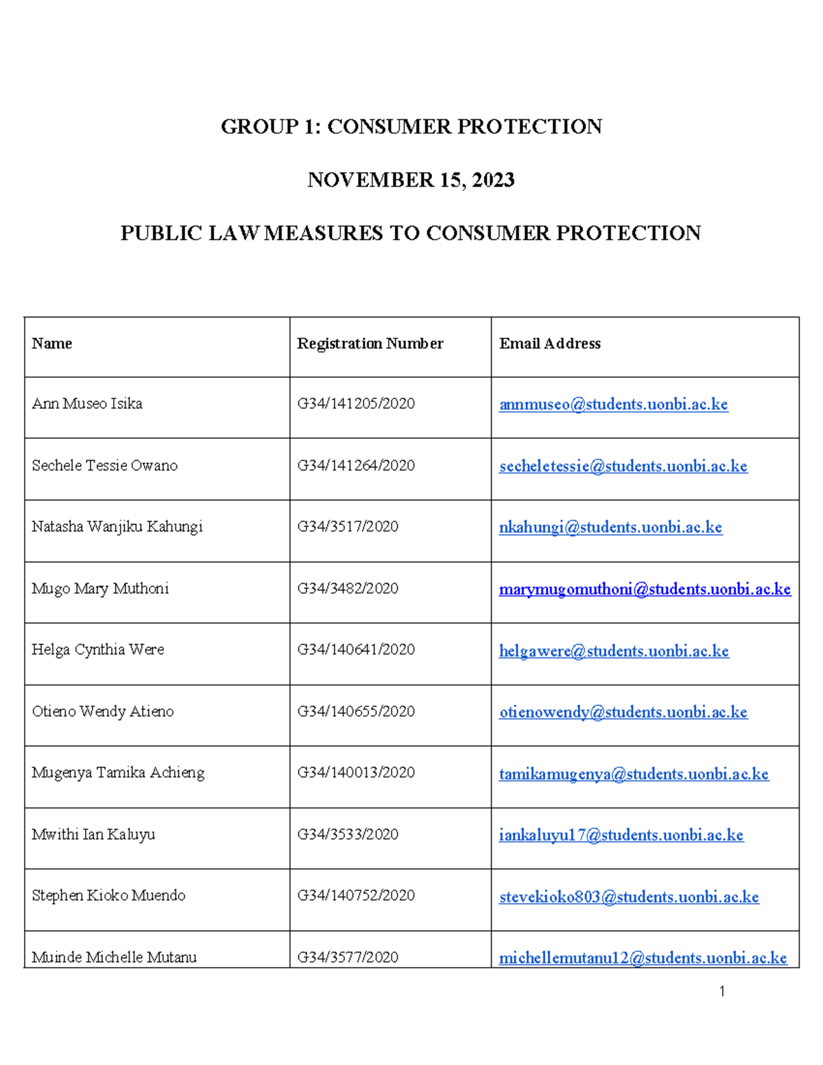 Group 1 Public LAW Measures FOR Consumer Protection - GROUP 1: CONSUMER ...