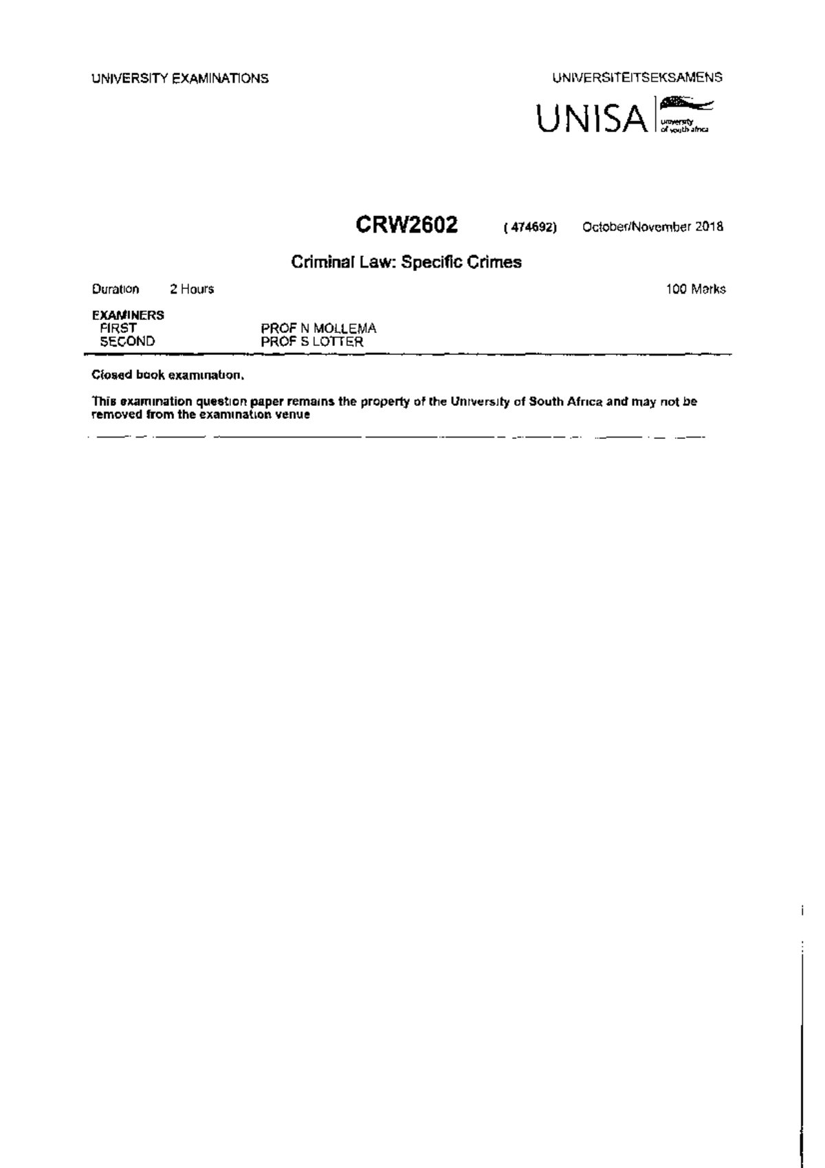 Crw2602 mcq5 - CRW multiple choice questions - CRW2602 - Studocu