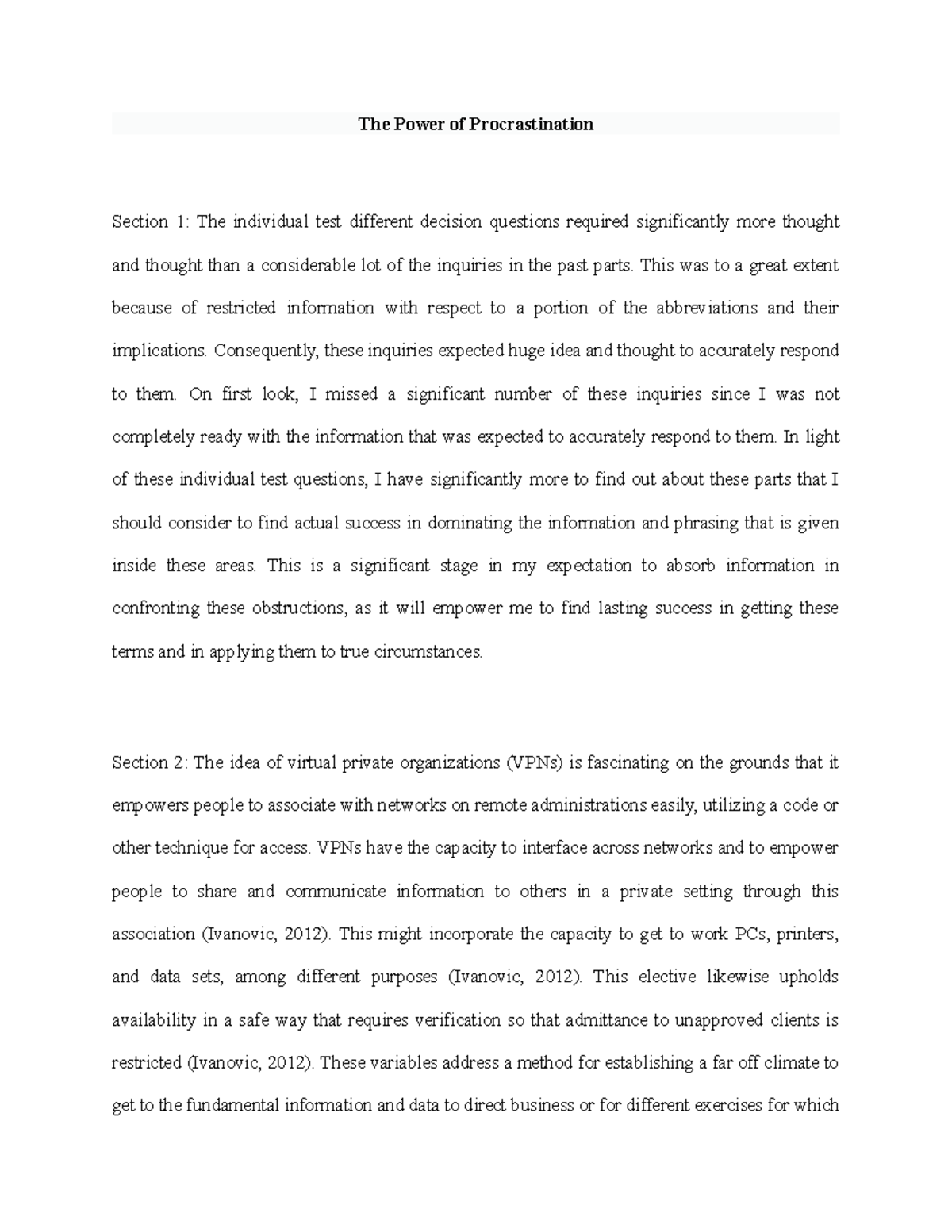 The Power of Procrastination - The Power of Procrastination Section 1 ...