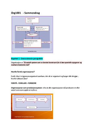 ORG 1001 kap 6 oppsummering - ORG 1001 Kap 6 oppsummering Omgivelser Tekniske omgivelser ...