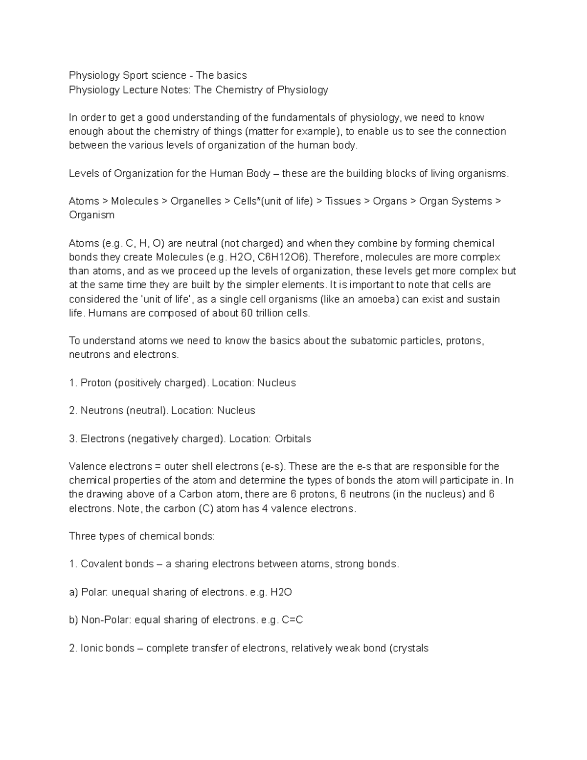 Physiology Sport science - Chemistry - Physiology Sport science - The ...