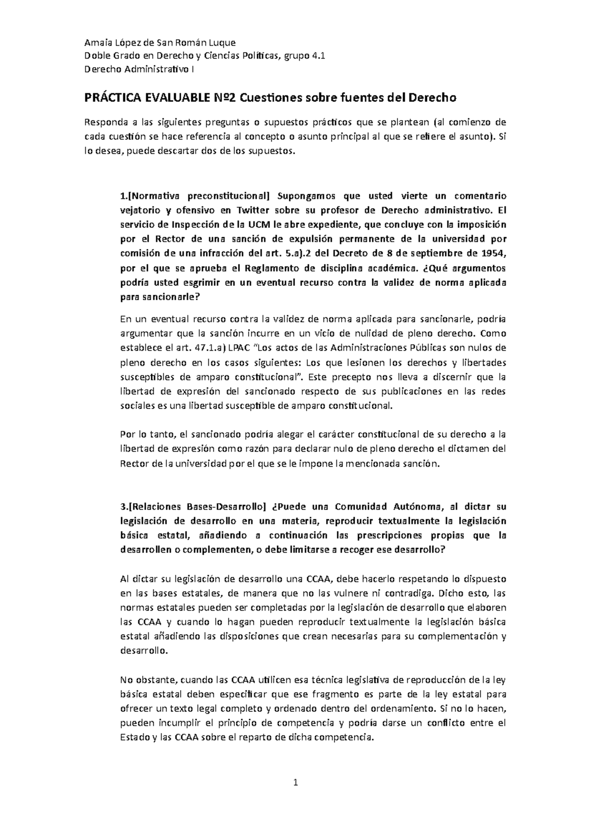 Práctica evaluable del tema 2 - Doble Grado en Derecho y Ciencias Políticas, grupo 4. Derecho ...
