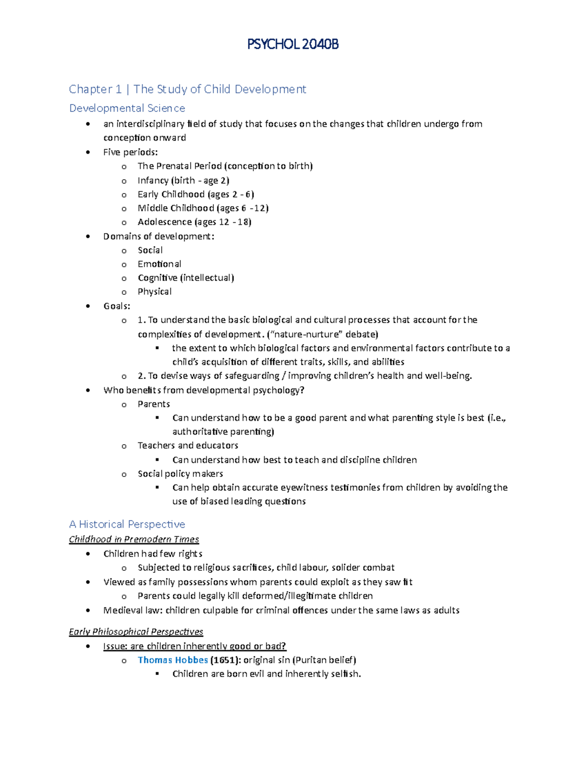 Psych 2040B Chapter 1 Notes - PSYCHOL 2040B Chapter 1 | The Study of ...
