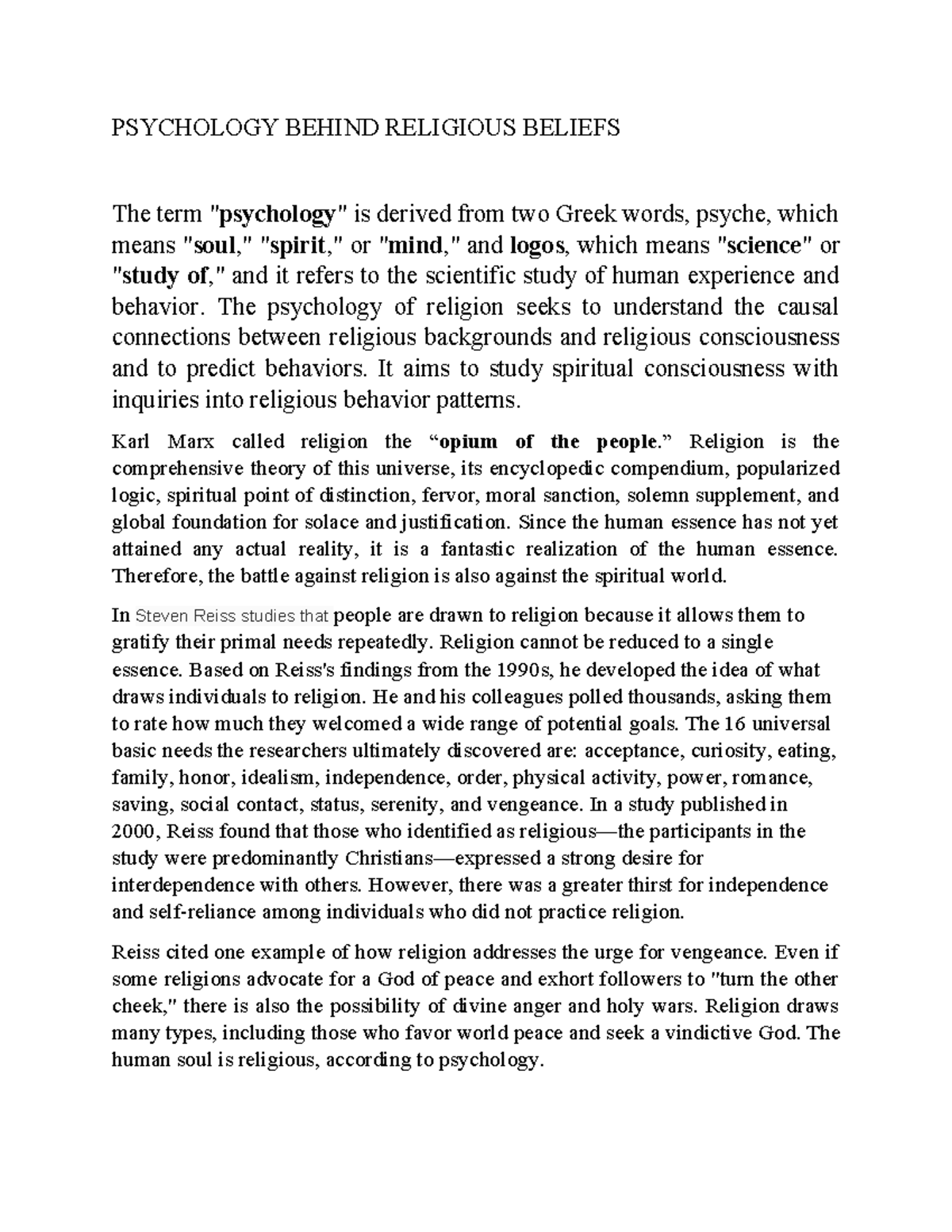 Psychology behind religious beliefs - Copy - PSYCHOLOGY BEHIND ...